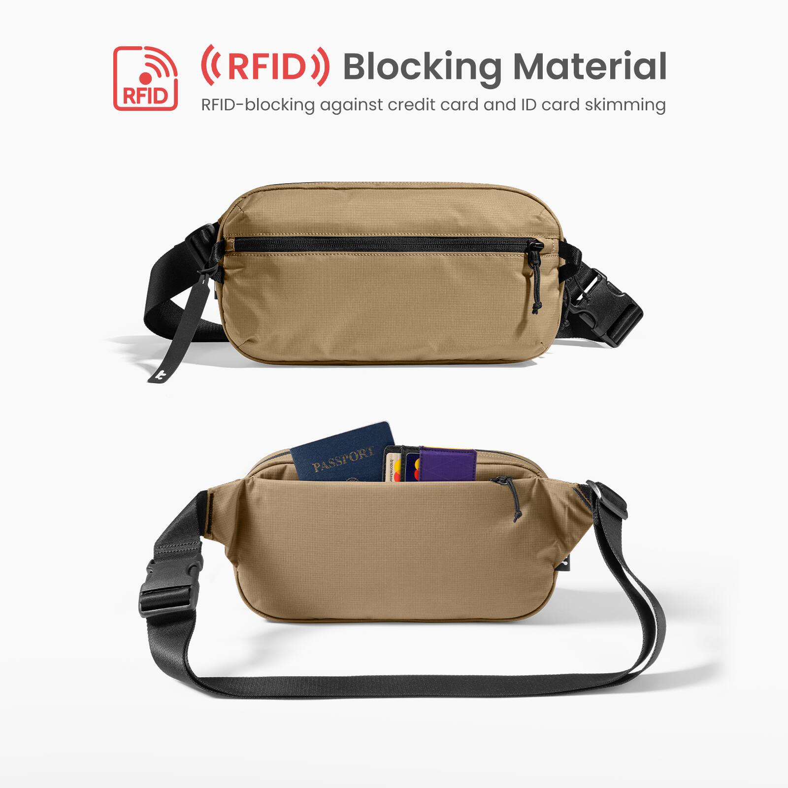 tomtoc Aviator T33 3.5L Sling Bag with RFID Blocking, Minimalist Crossbody Bag Chest Bag ...