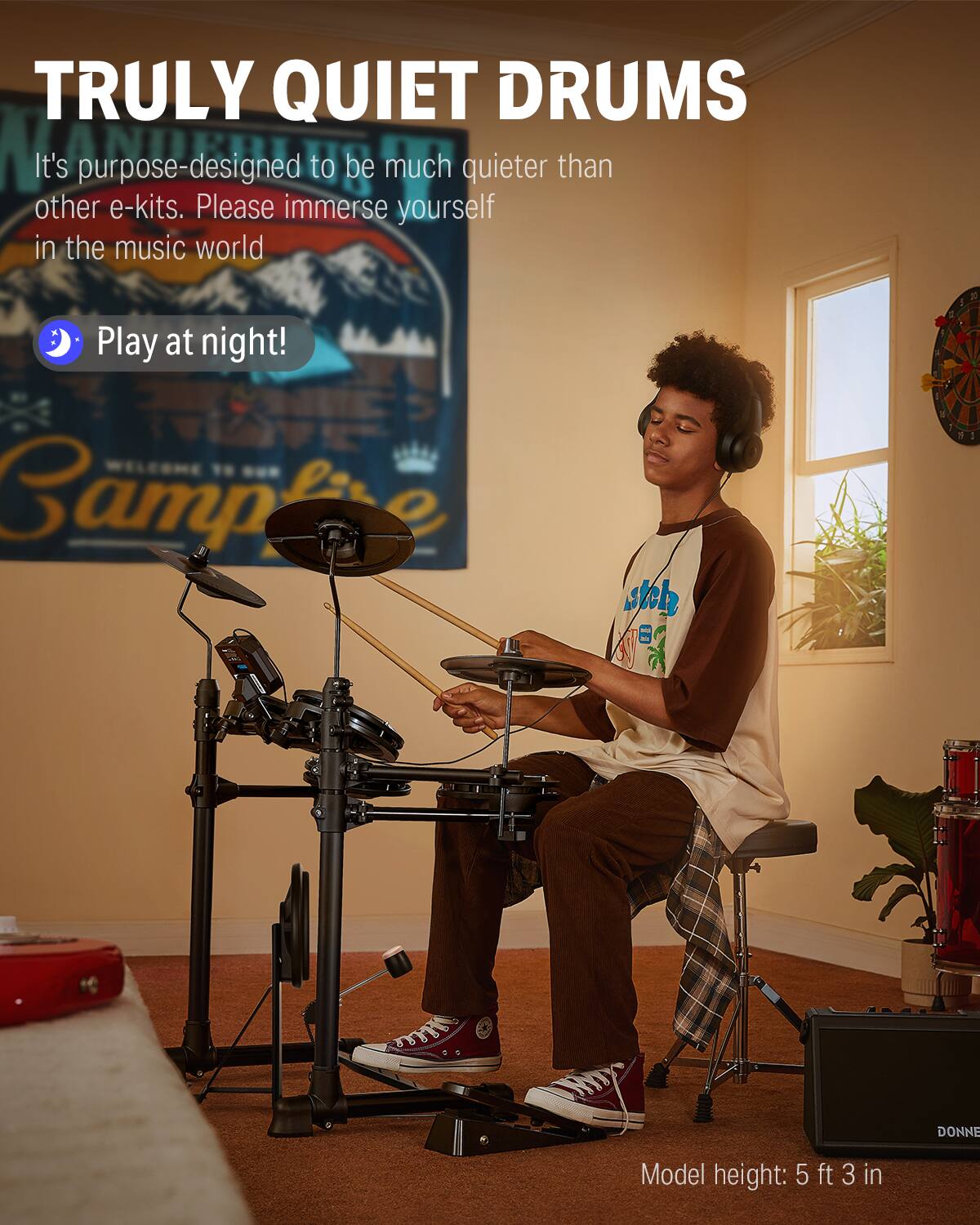 Donner music Donner DED 80 Electronic Drum Set Black Donner DED-80 E ...