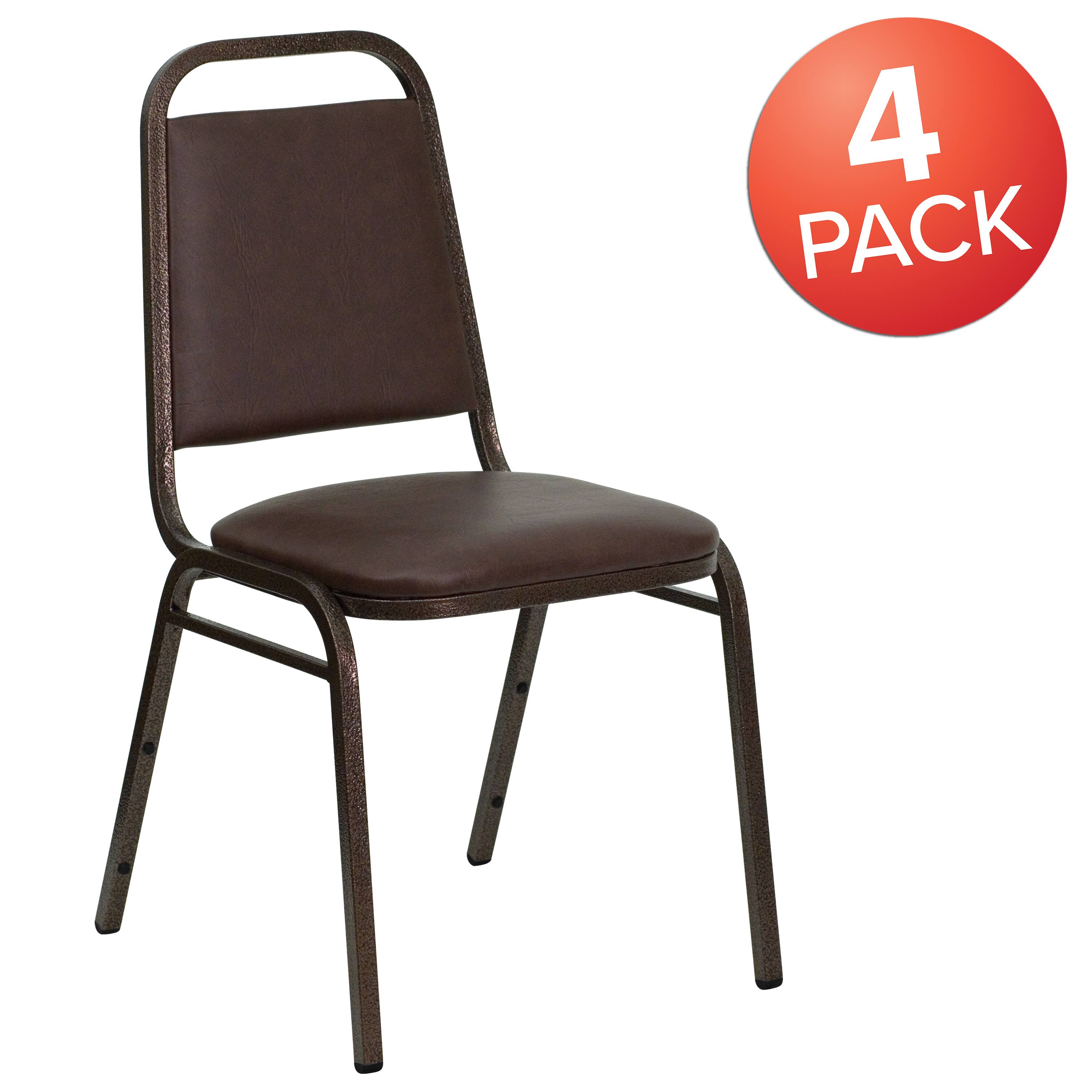 Emma + Oliver 4 Pack Trapezoidal Back Stacking Banquet Chair Brown ...
