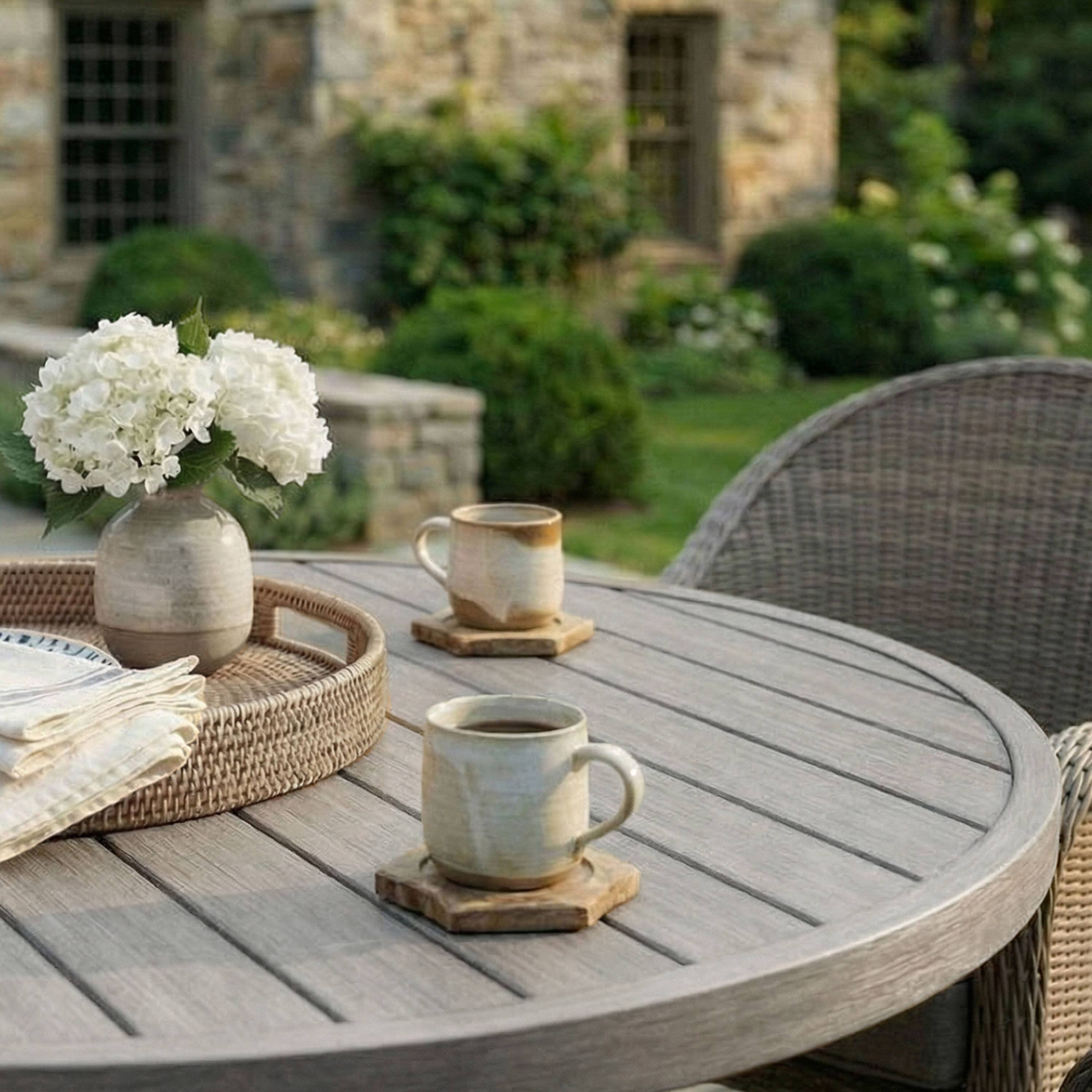 Martha Stewart Bedford 36" Round Indoor Outdoor Trestle Base Patio ...