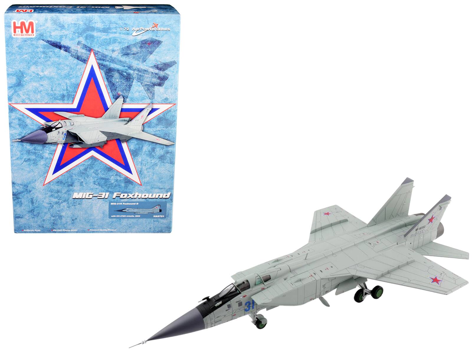 Hobby Master Mikoyan MIG 31K Foxhound D Interceptor Aircraft with KH ...