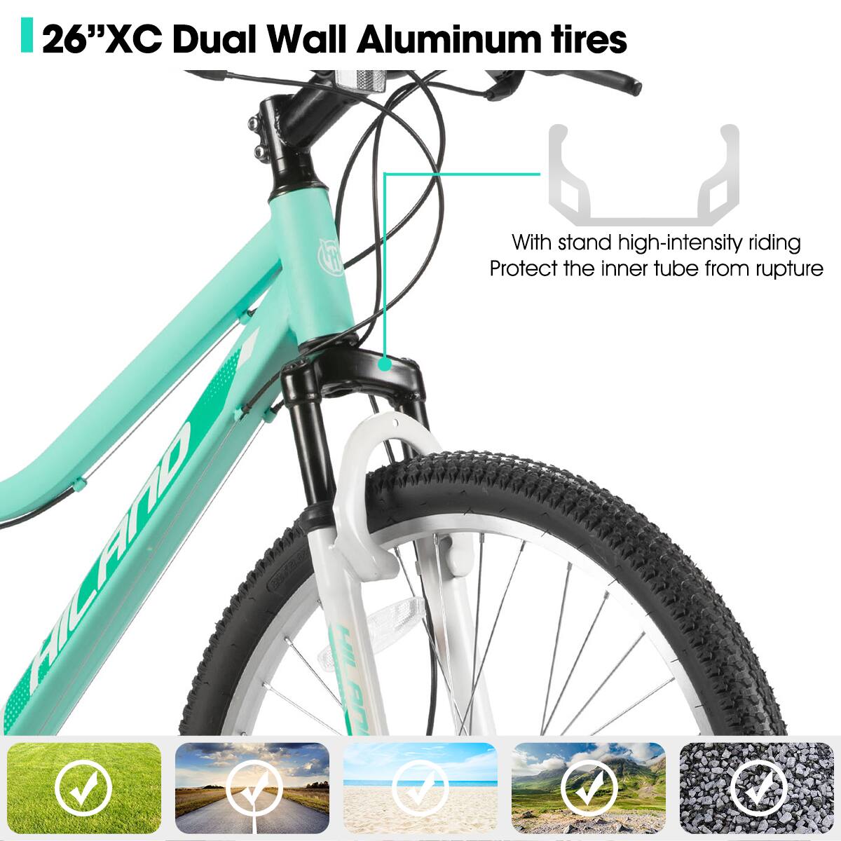 HILAND 26 Inch Womens Mountain Bike with 18 Speed, Step Through Frame ...