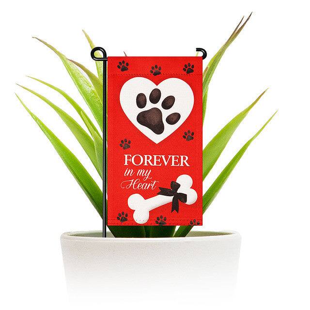 G128 Garden Flag & Stand — Forever in My Heart Pawprint Dog Memorial, 4 ...