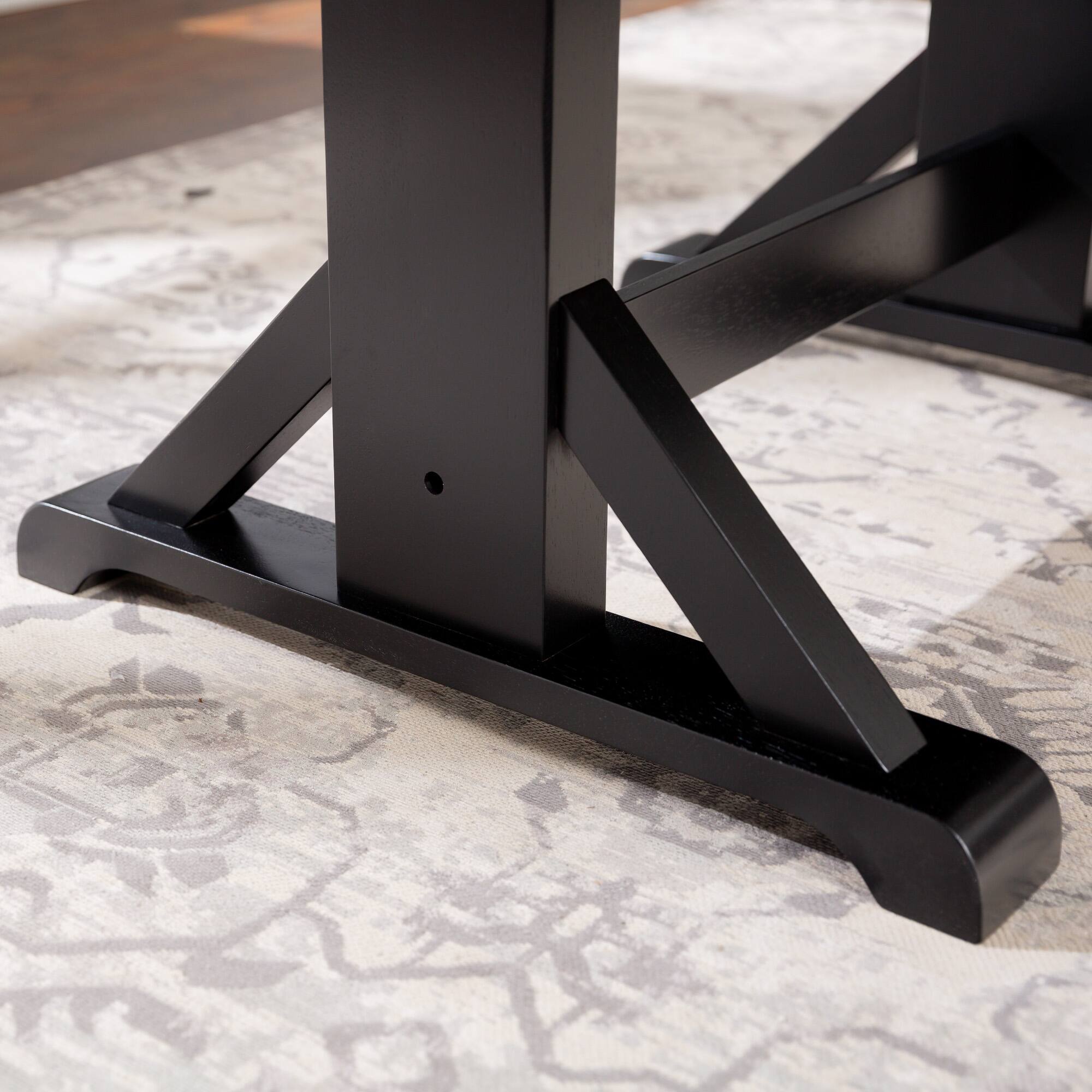 Customer Reviews: Walker Edison Modern Farmhouse Expandable Trestle Dining Table Antique Black ...