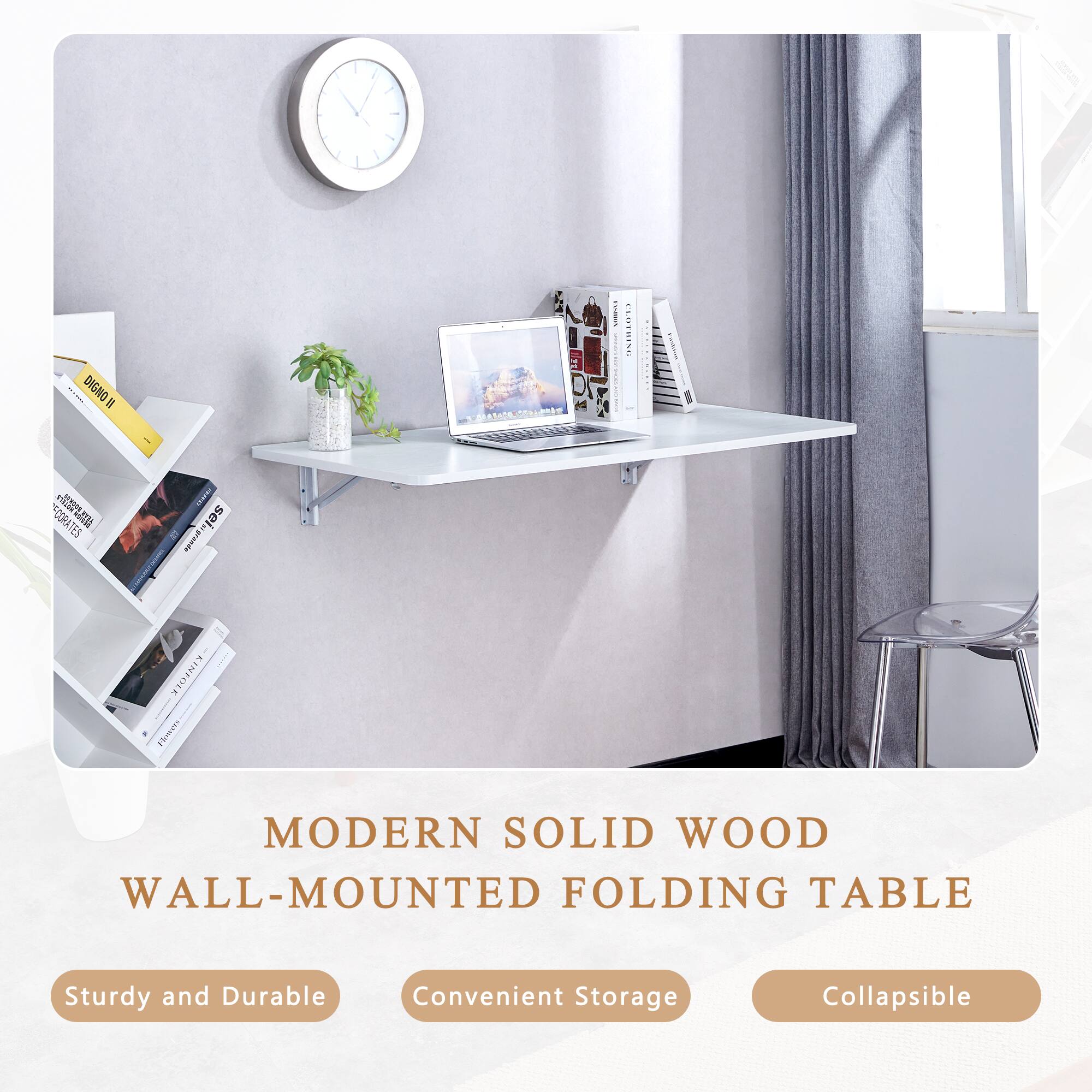 Anysun Wall Mounted Folding Table – Space Saving Drop Leaf Desk for ...