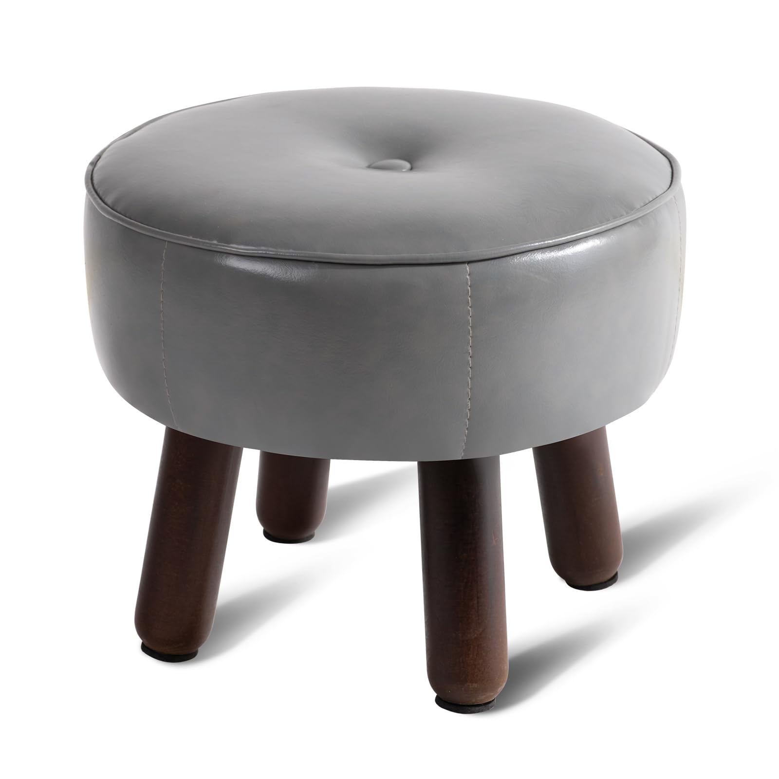 JETRANSPORT Small Foot Stool Round Faux Leather Pouf Ottoman Rest ...
