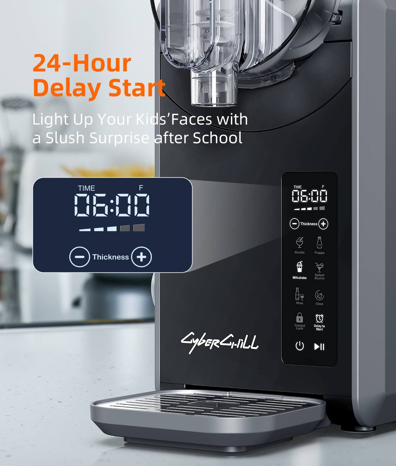 CyberChill Slushie Machine 68 oz, No Ice Needed Frozen Drink Maker with ...