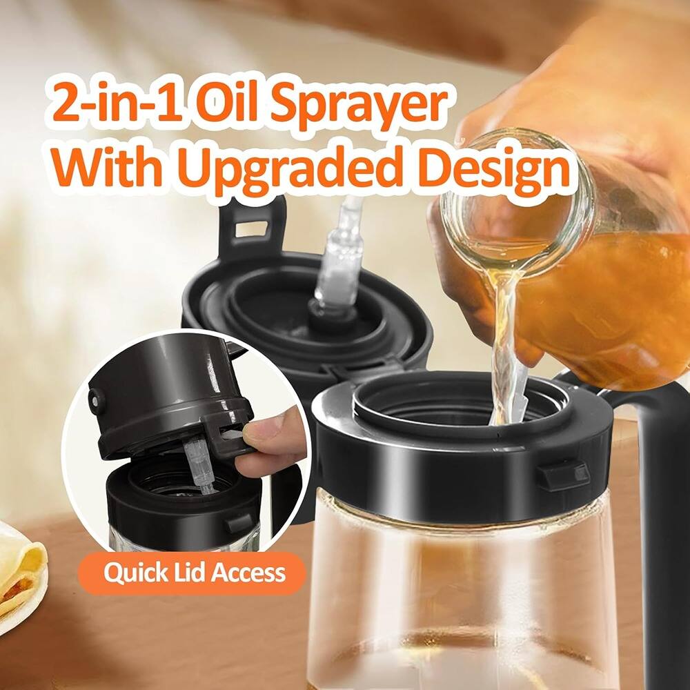 Schertz 16oz Refillable Oil Sprayer – 2 in 1 Glass Dispenser for ...