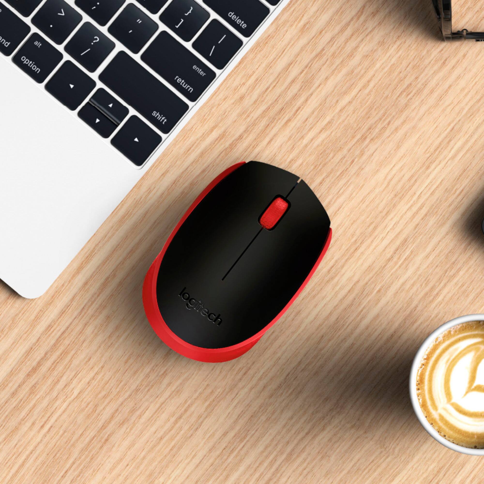 Best Buy: Logitech M170 Wireless Compact Optical Ambidextrous Mouse Red ...