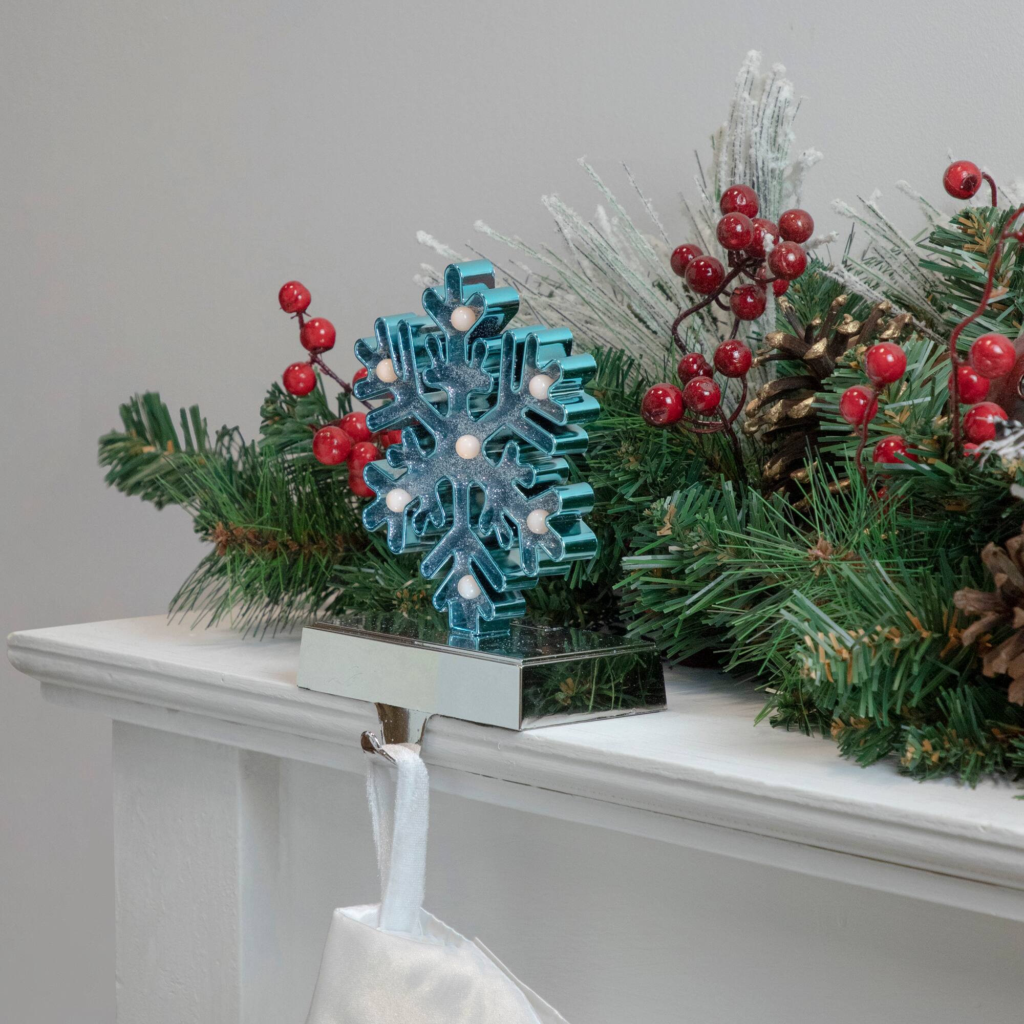 Northlight LED Lighted Glitter Snowflake Christmas Stocking Holder 7 ...