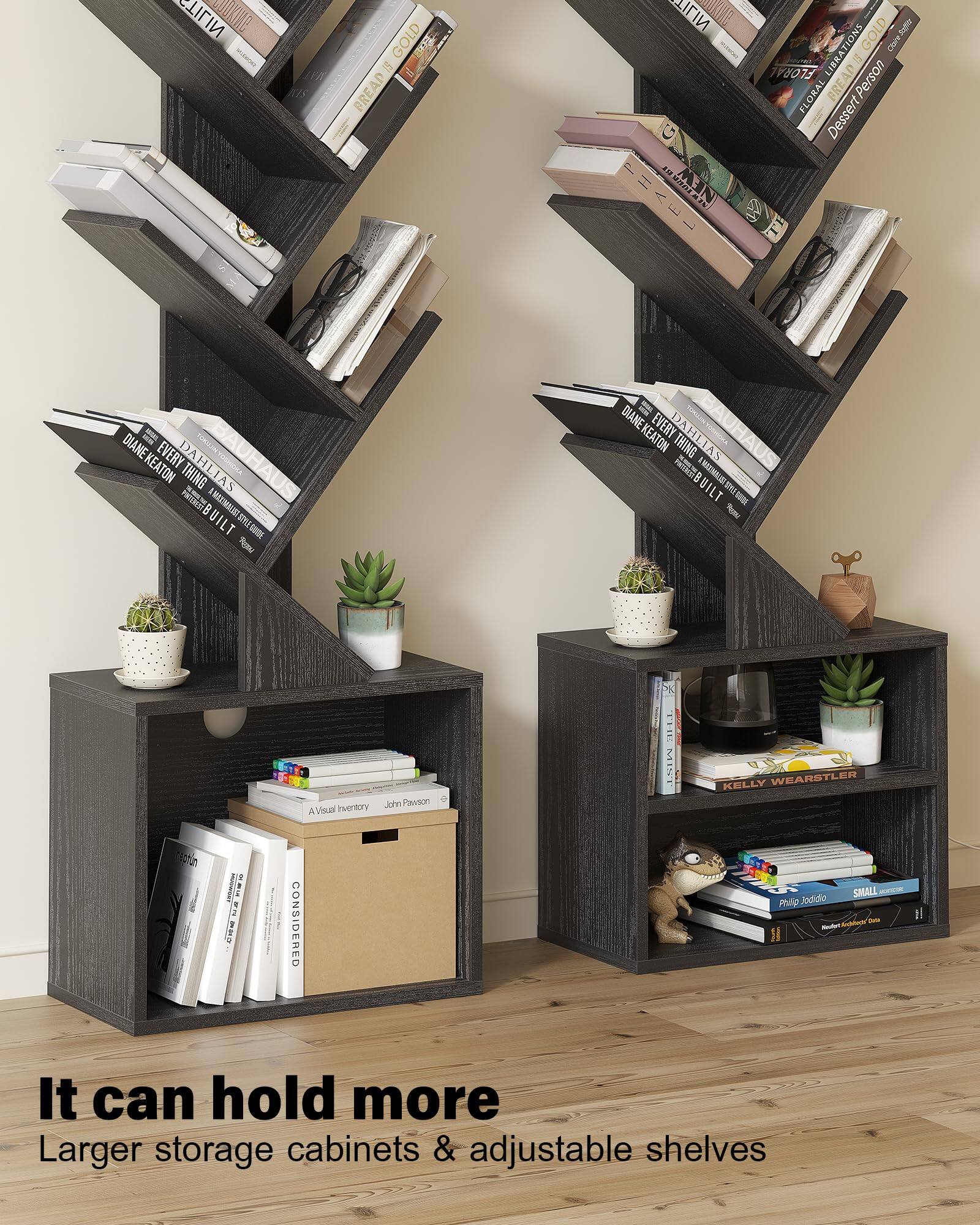 Dazzed Corner 6 Tier Tree Bookshelf, Small Bookcase with Storage ...