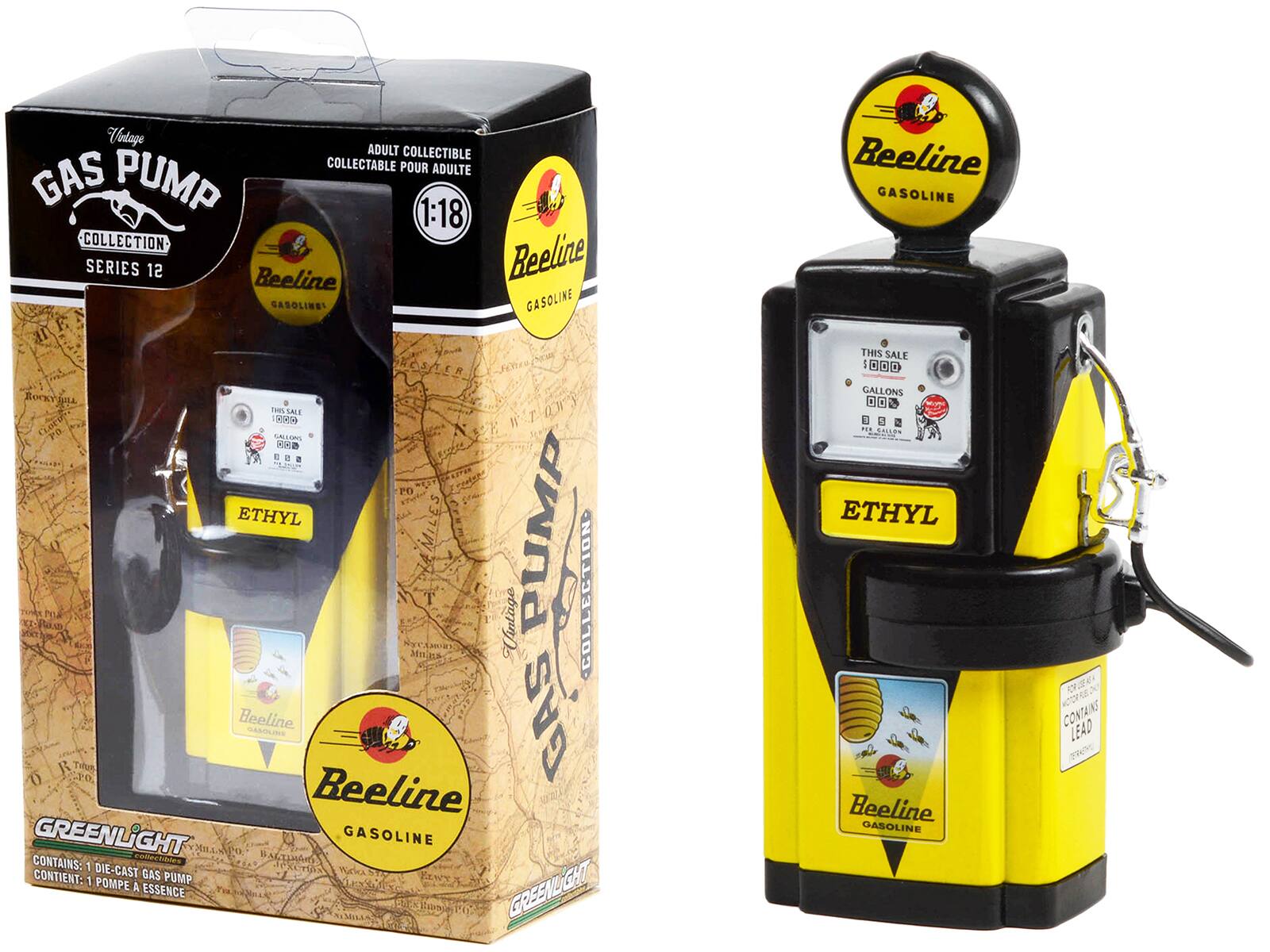 Greenlight 1948 Wayne 100 A Gas Pump "Beeline Gasoline" "Vintage Gas Pumps" Series 12 1/18 ...