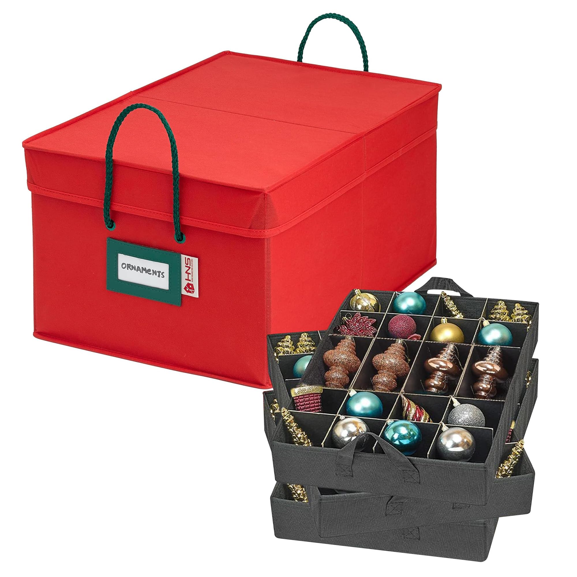 Paradigms Interiors Christmas Ornament Container Box With Dividers ...