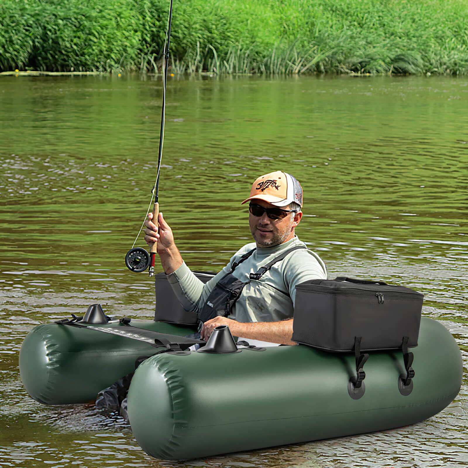 Costway Inflatable Fishing Float Tube with Fish Ruler Angling Base 2 ...