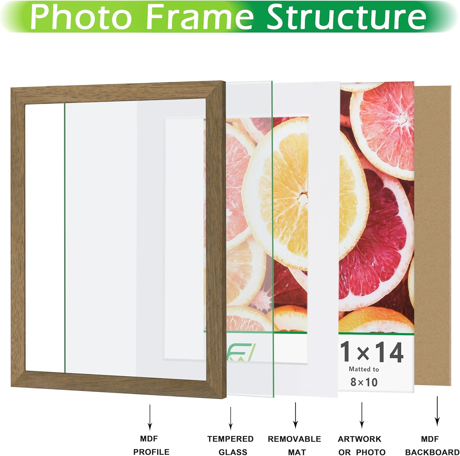 blue FrameWorks 2 Pack, 16x20 Matted to 11x14 Picture Frame, Dark Oak ...