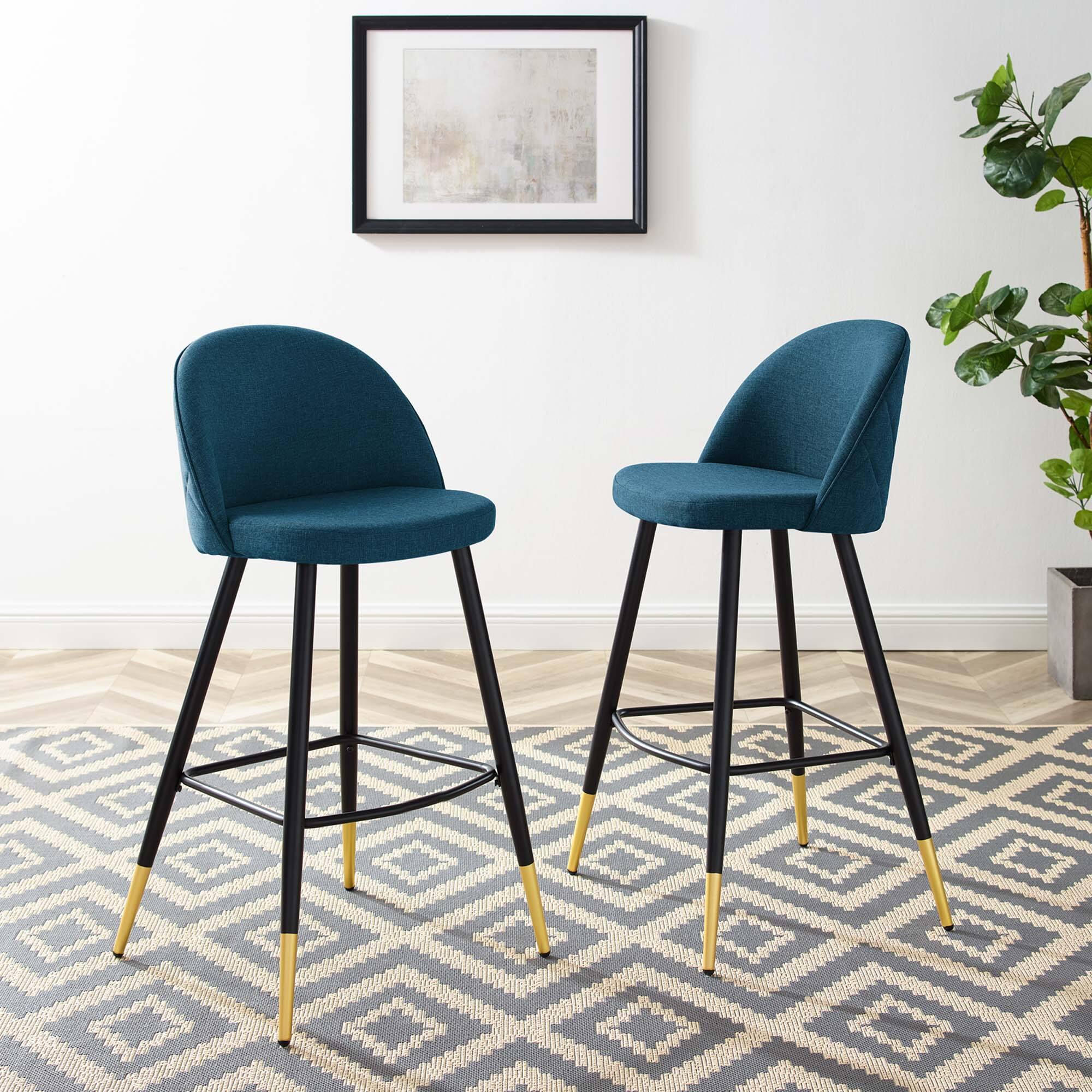 Cordial Fabric Bar Stools Set of 2 by Modway Azure EEI-4526-AZU - Best Buy
