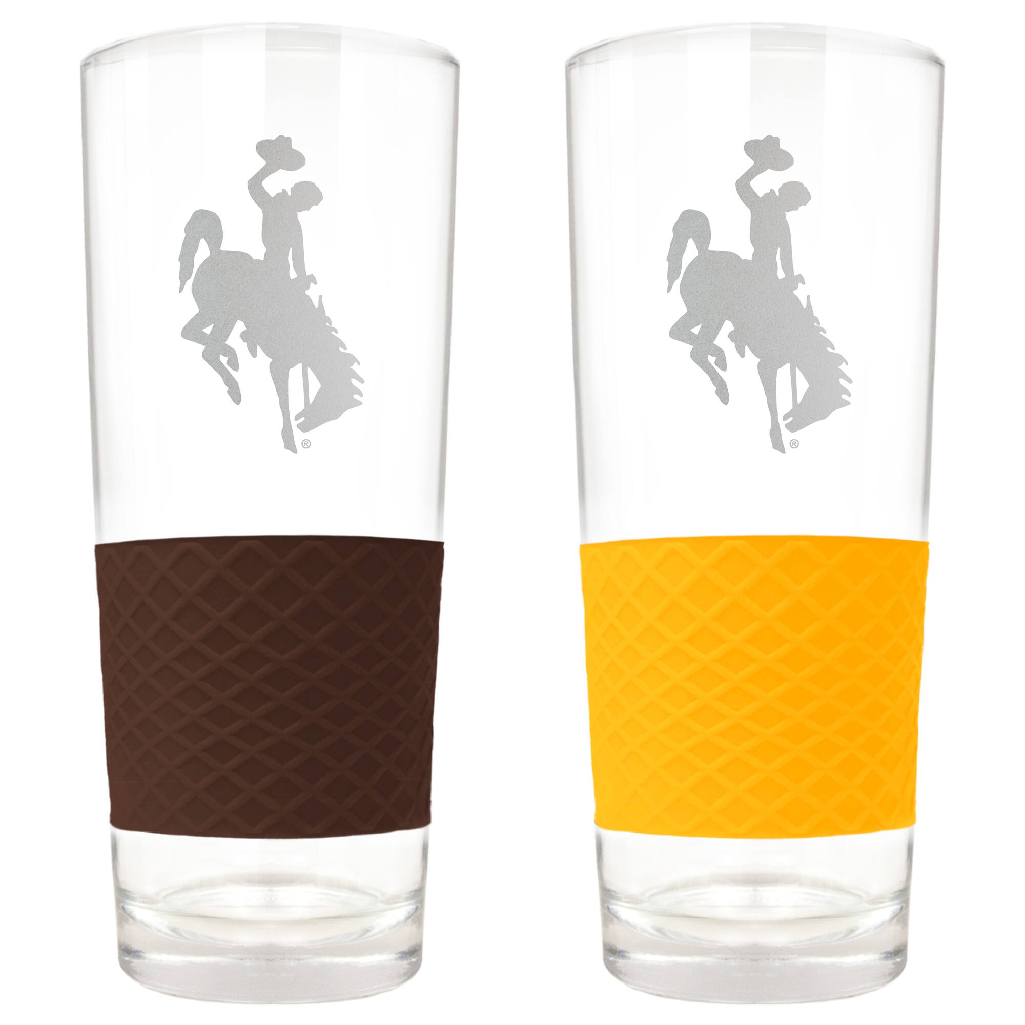Great American Products Wyoming Cowboys 22oz. Logo Score Pint Glass Two ...