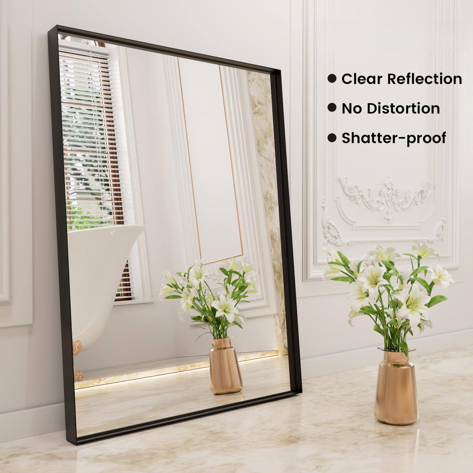Cedar Assembly Bathroom Mirror Metal Vanity Tempered Glass Square ...
