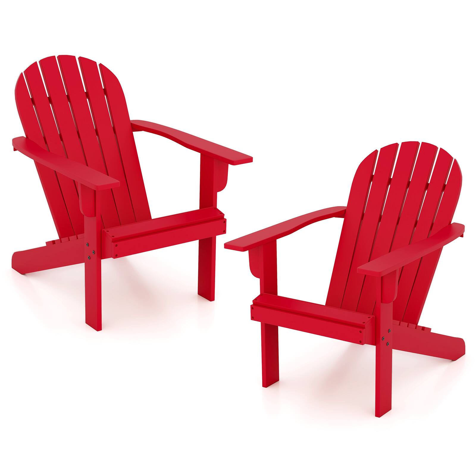 Gymax 2PCS Patio Adirondack Chair w/ Inclined Seat High Backrest & Wide ...