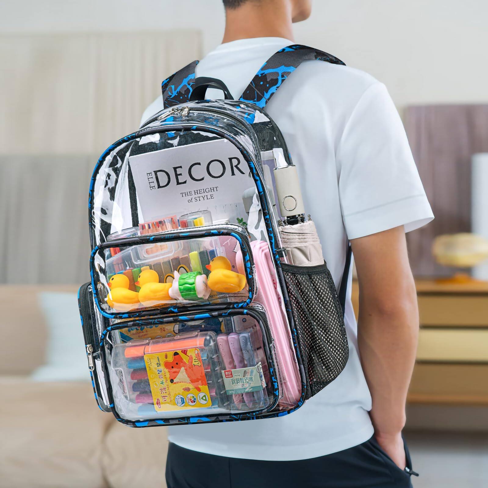 Stamp n Camp Clear Backpack Heavy Duty Transparent Bag See Through ...