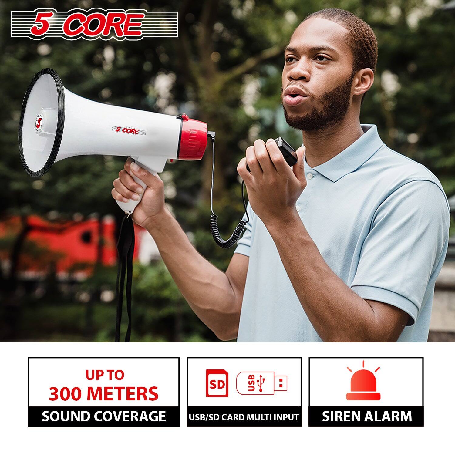 5 CORE 5Core Megaphone Bullhorn Speaker 50W Bull Horn Rechargeable ...