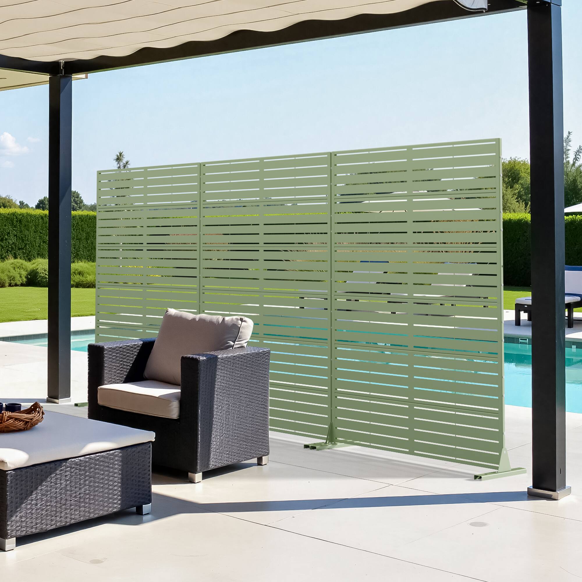 PexFix 72 in. x 47 in. Louvered Pattern Metal Outdoor Privacy Screen ...