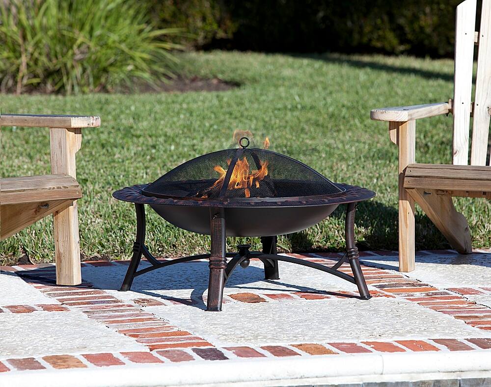 Fire Sense Fire Pit Roman Brushed Painted Steel Legs Wood Burning ...