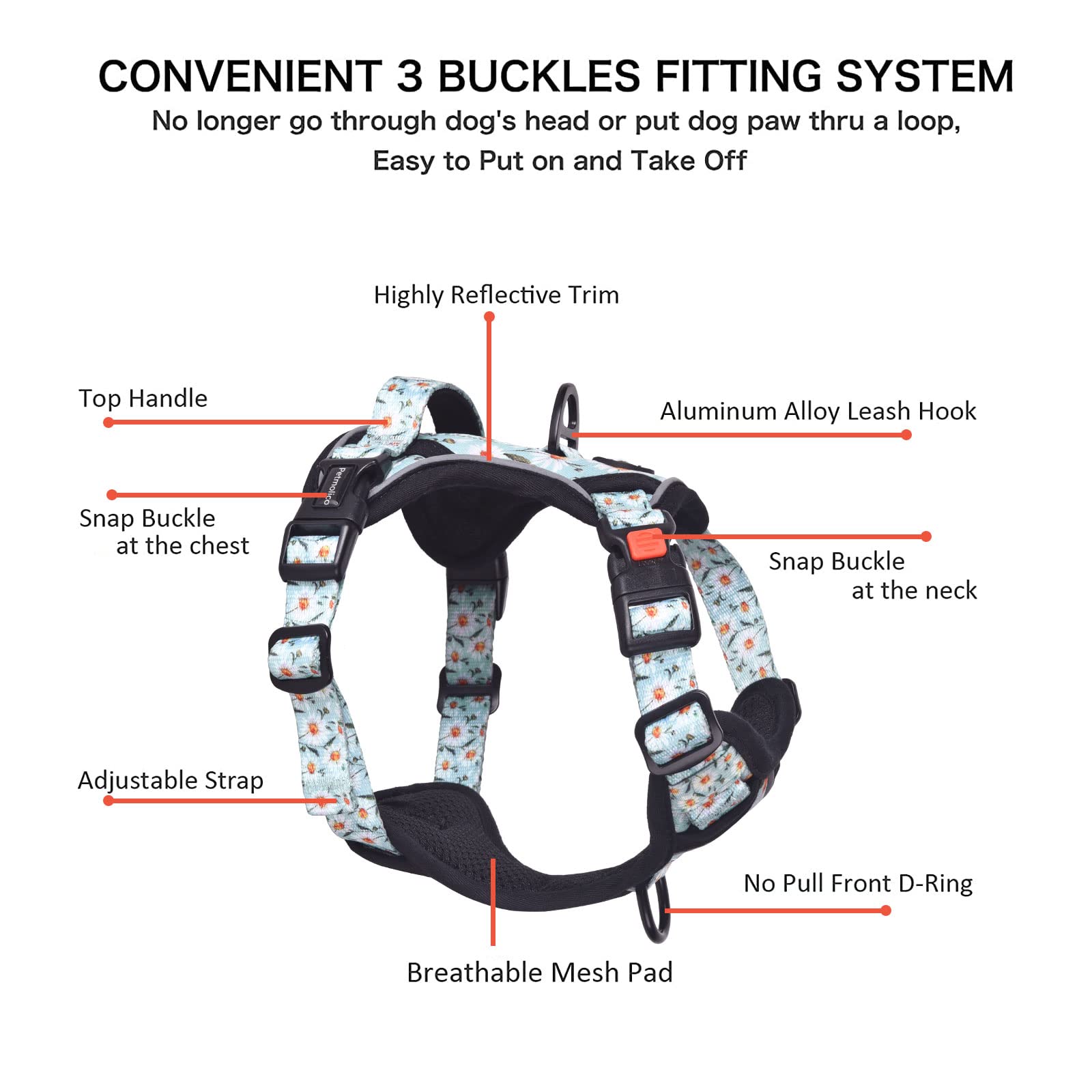 Paradigms Interiors No Pull Dog Harness Set With Leash Attachment Easy ...