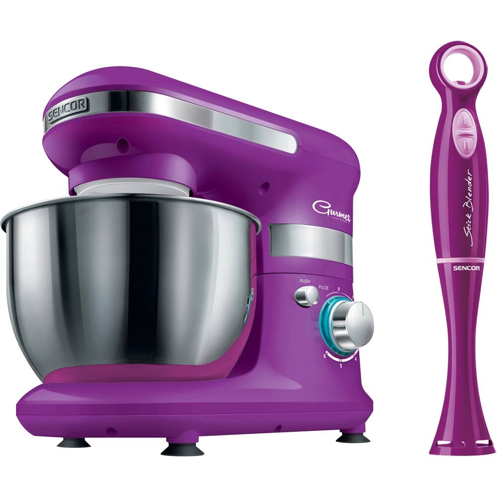 Sencor 6 Speed Stand Mixer and 2 Speeds Hand Blender Bundle Purple SCR ...