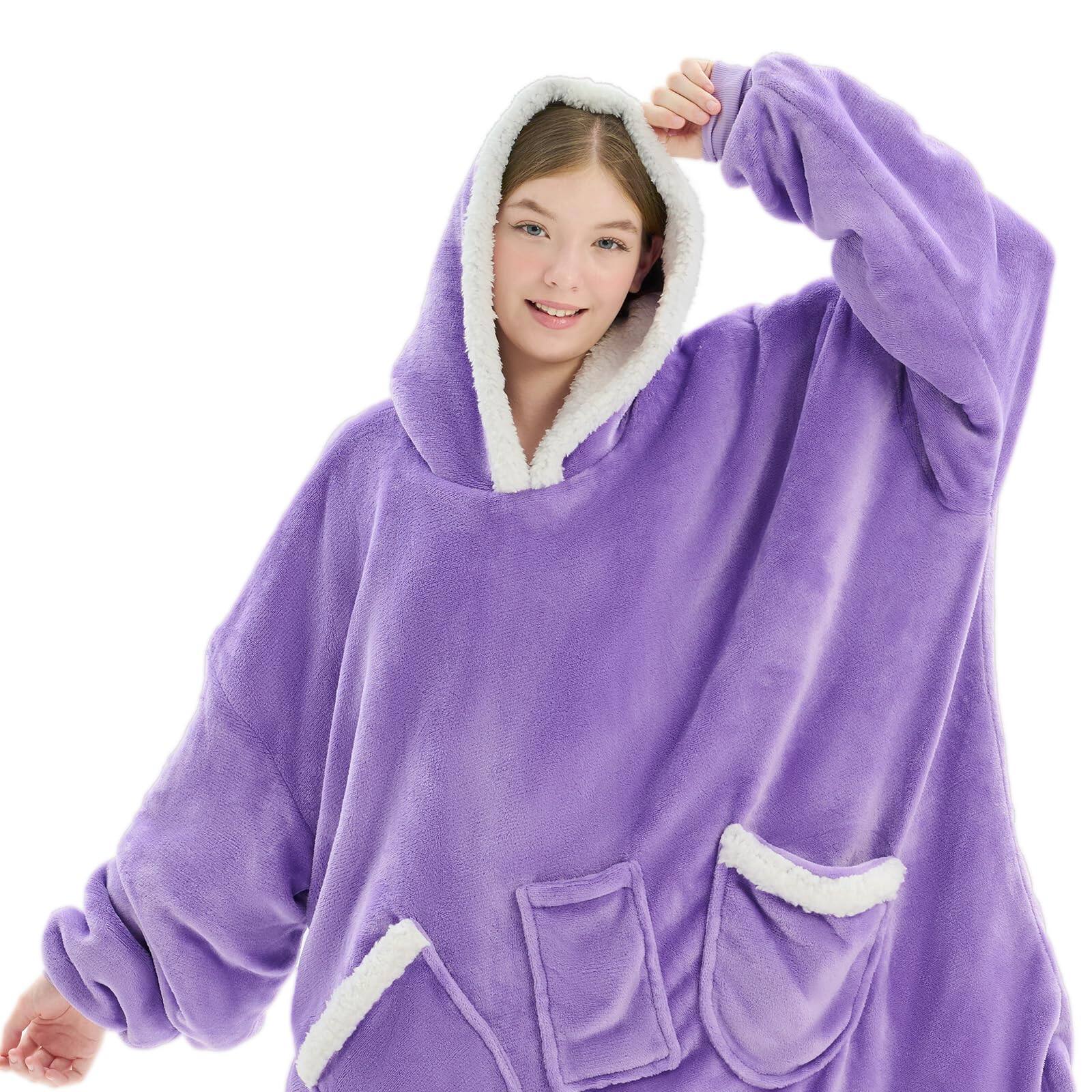 NICHOLAS KLEIN Oversized Wearable Blanket Hoodie For Adults: Sherpa ...