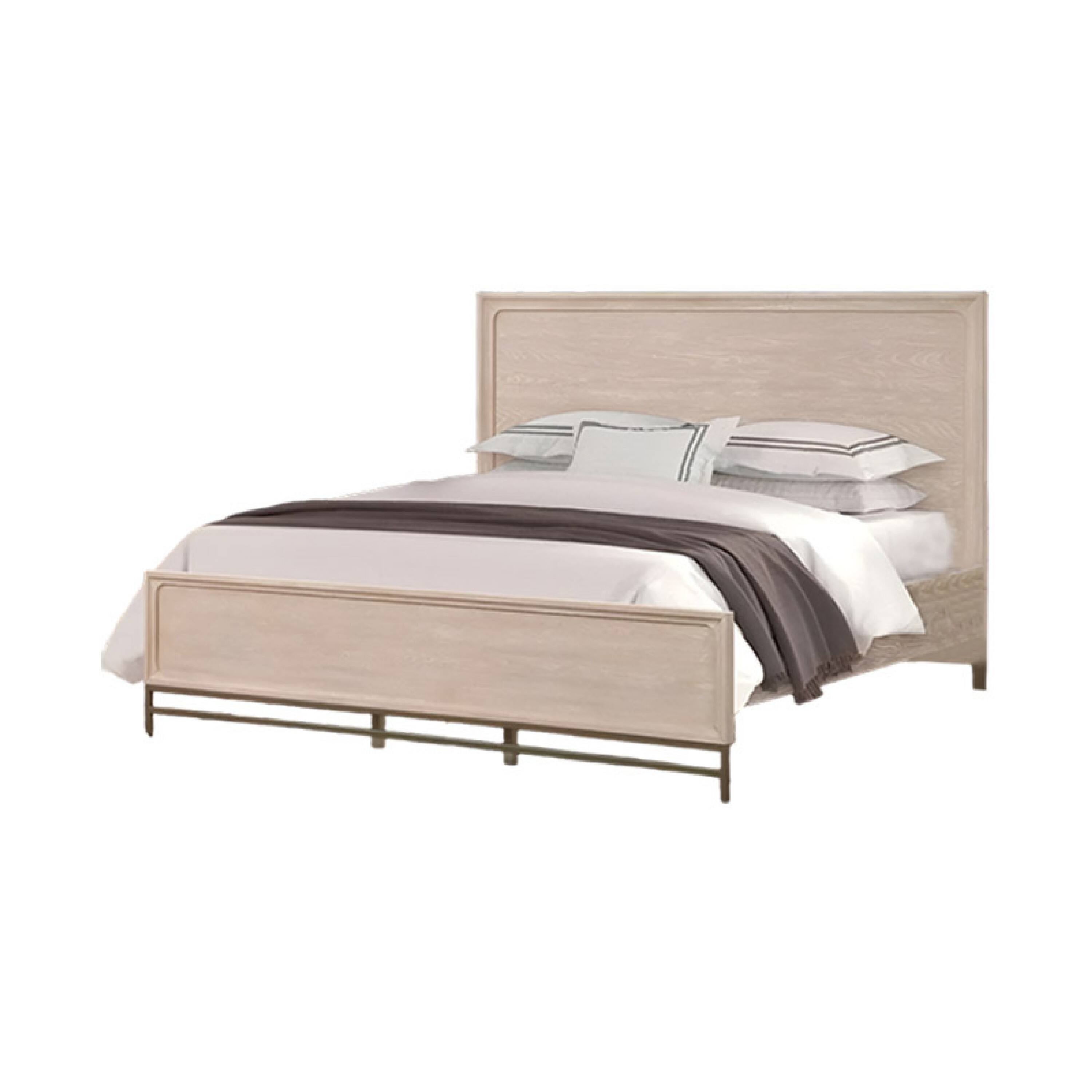 Manhattan Lane Rozie Queen Bed with Panel Style Headboard, Light Oak ...