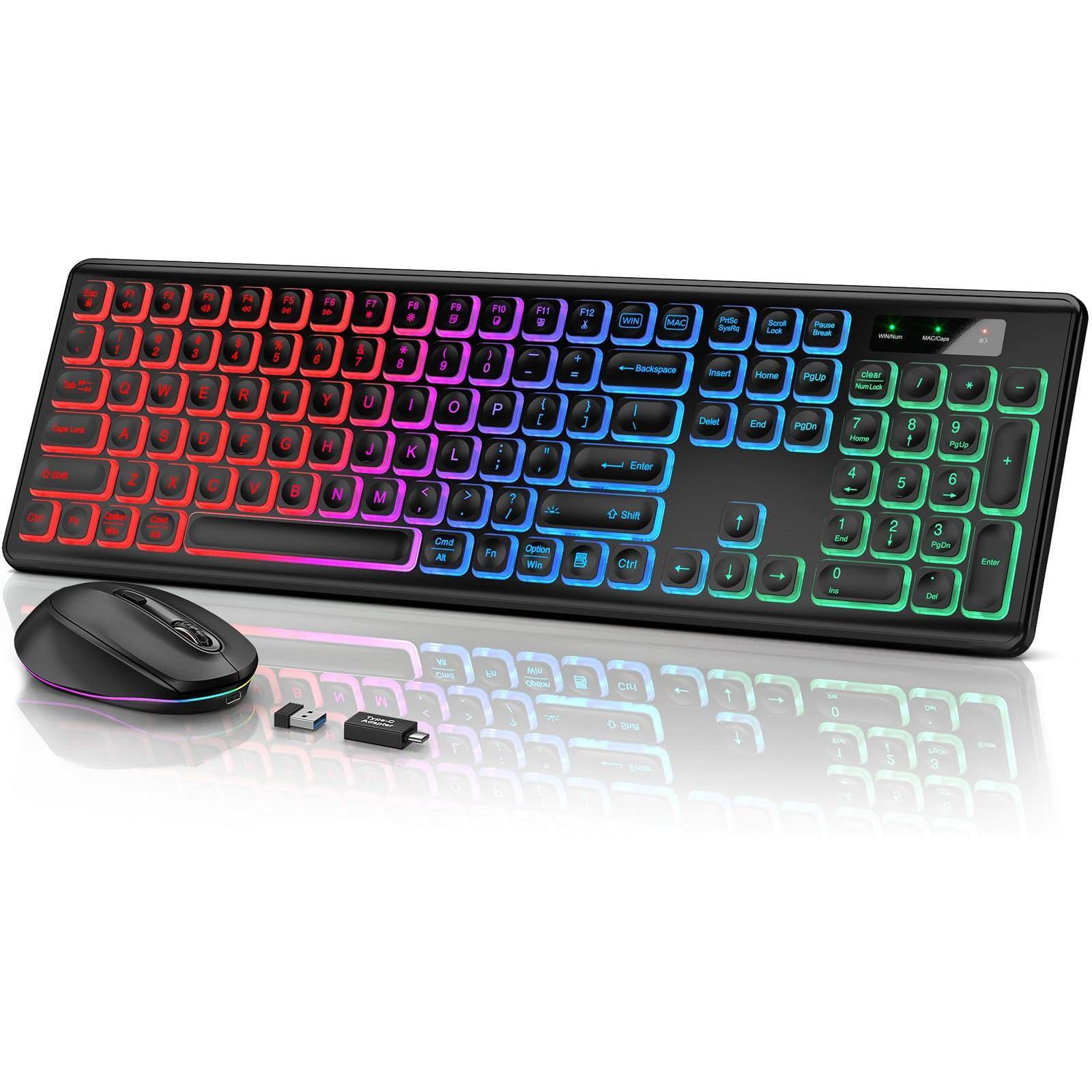 Cozy Serene Wireless And Mouse Backlit Quiet Light Up Keys Tilt Sleep Mode Rechargeable Usb ...