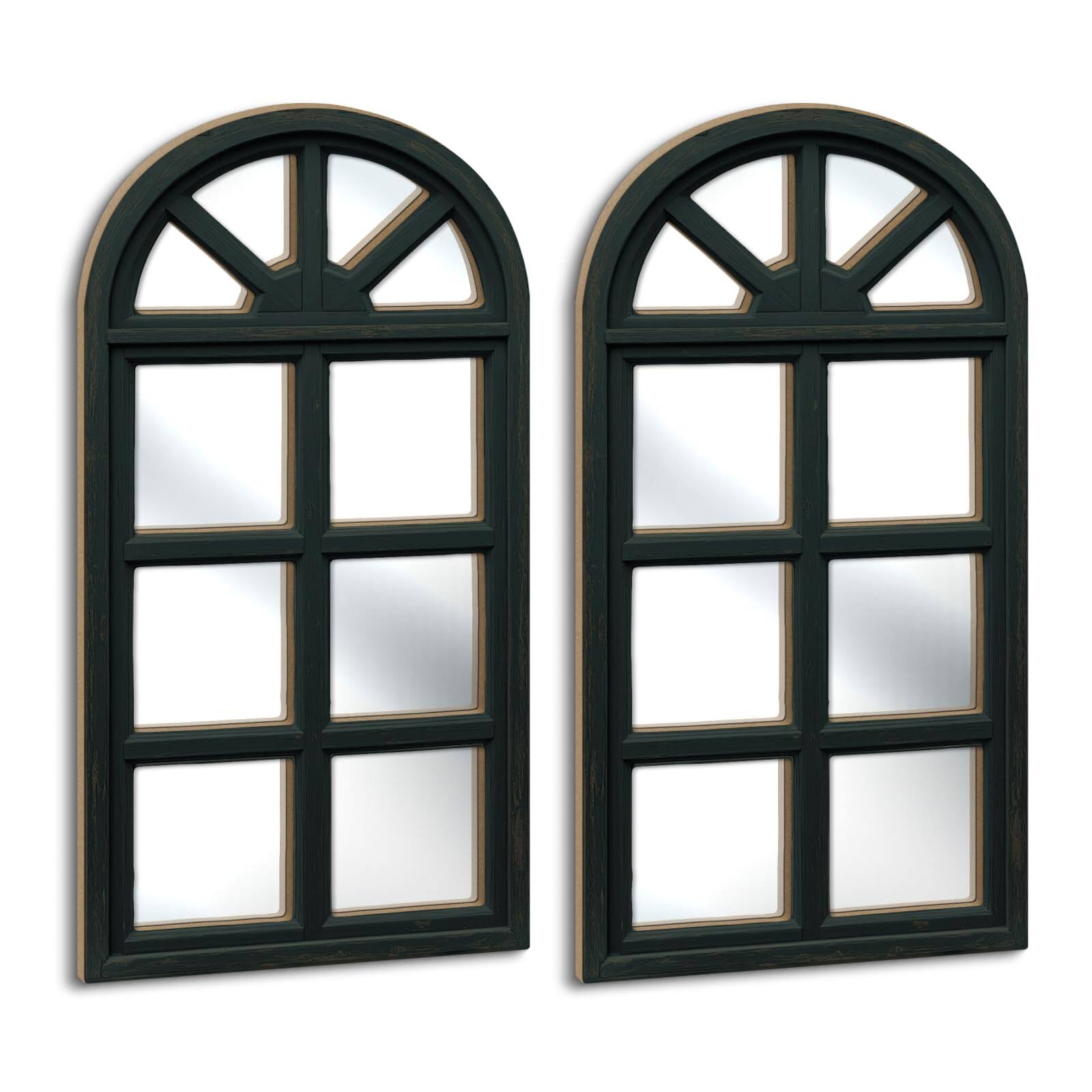 Dazzling Pops Set Of 2 Arched Window Frame Wall With Mirror Farmhouse ...