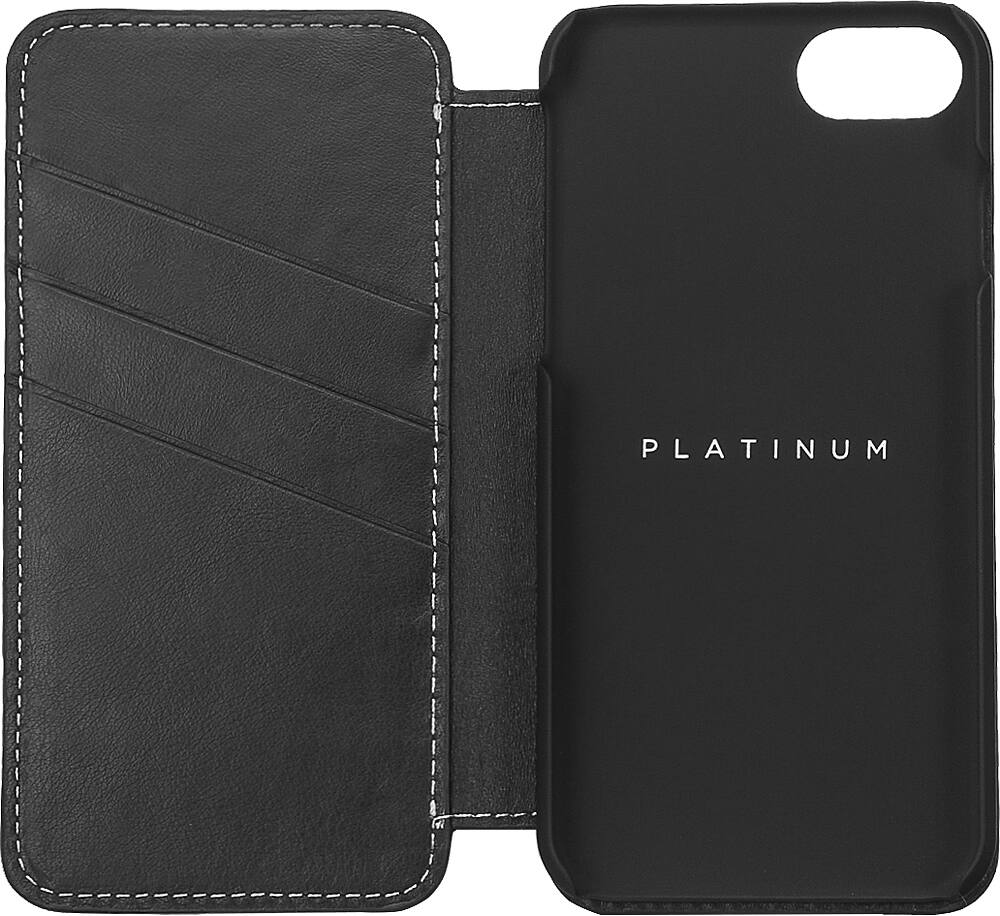 Best Buy: Platinum™ Leather Wallet Case for Apple® iPhone® 7 Black PT ...