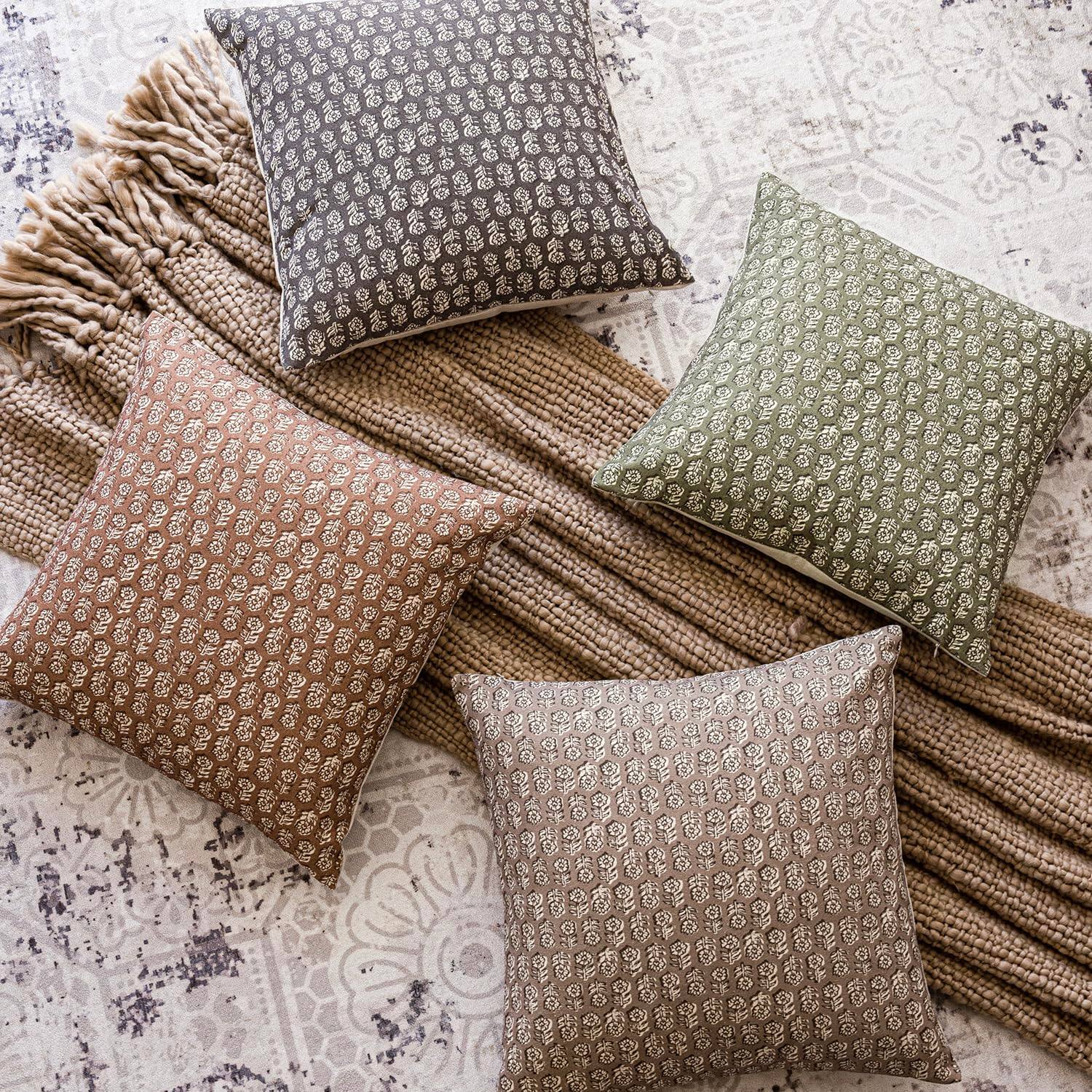 NICHOLAS KLEIN Decorative Neutral Floral Print Throw Pillow Covers ...