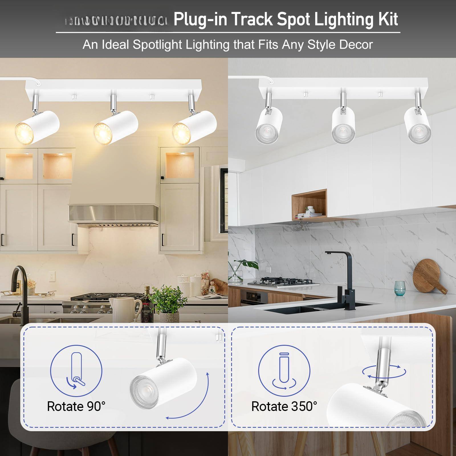 Earthley Blooms Plug In Track Lighting Light Ceiling Kit Way Modern Wall Spotlight Ft Cord ...