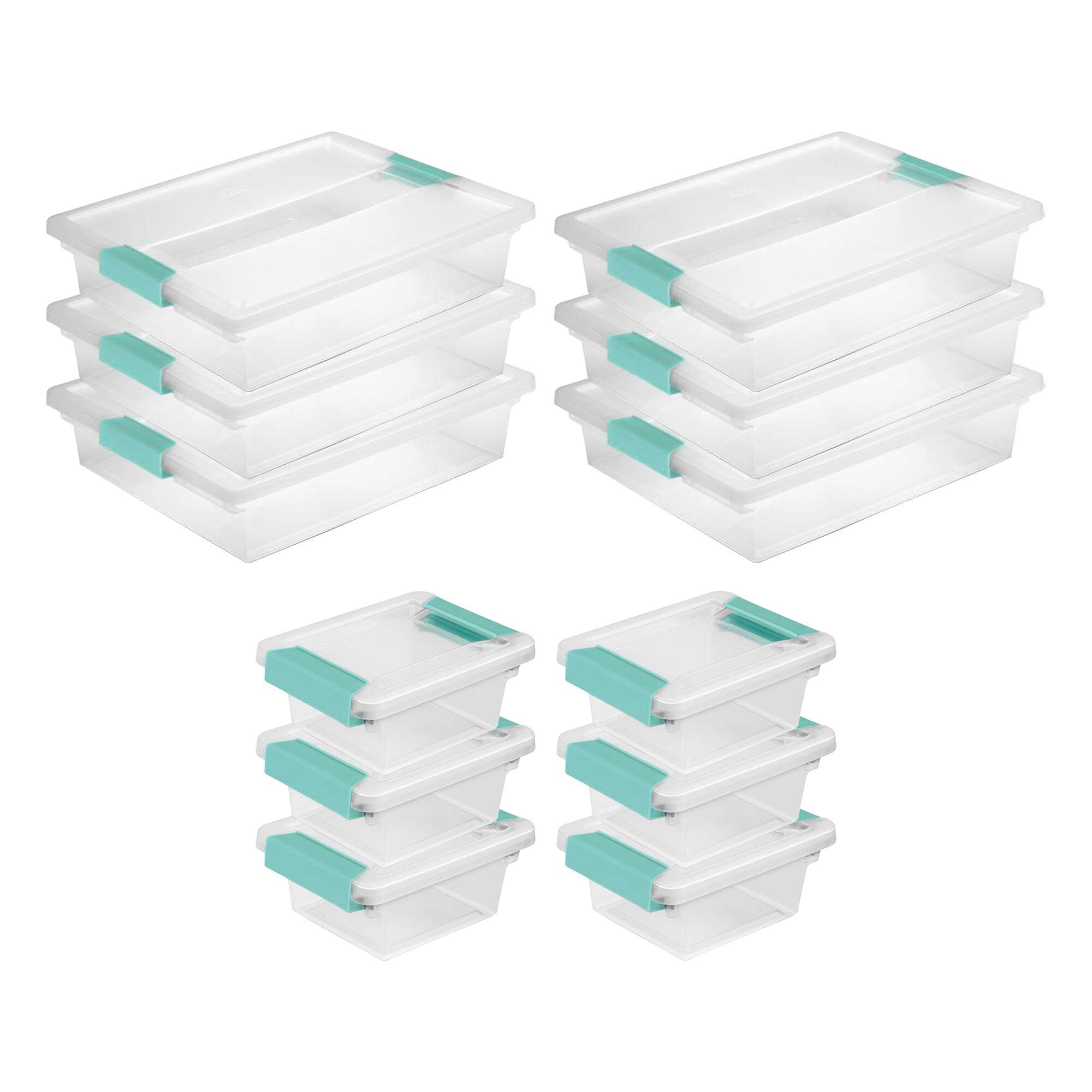 Sterilite Plastic Large Clip Bin Clear, 6 Pack & Mini Clip Storage Box ...