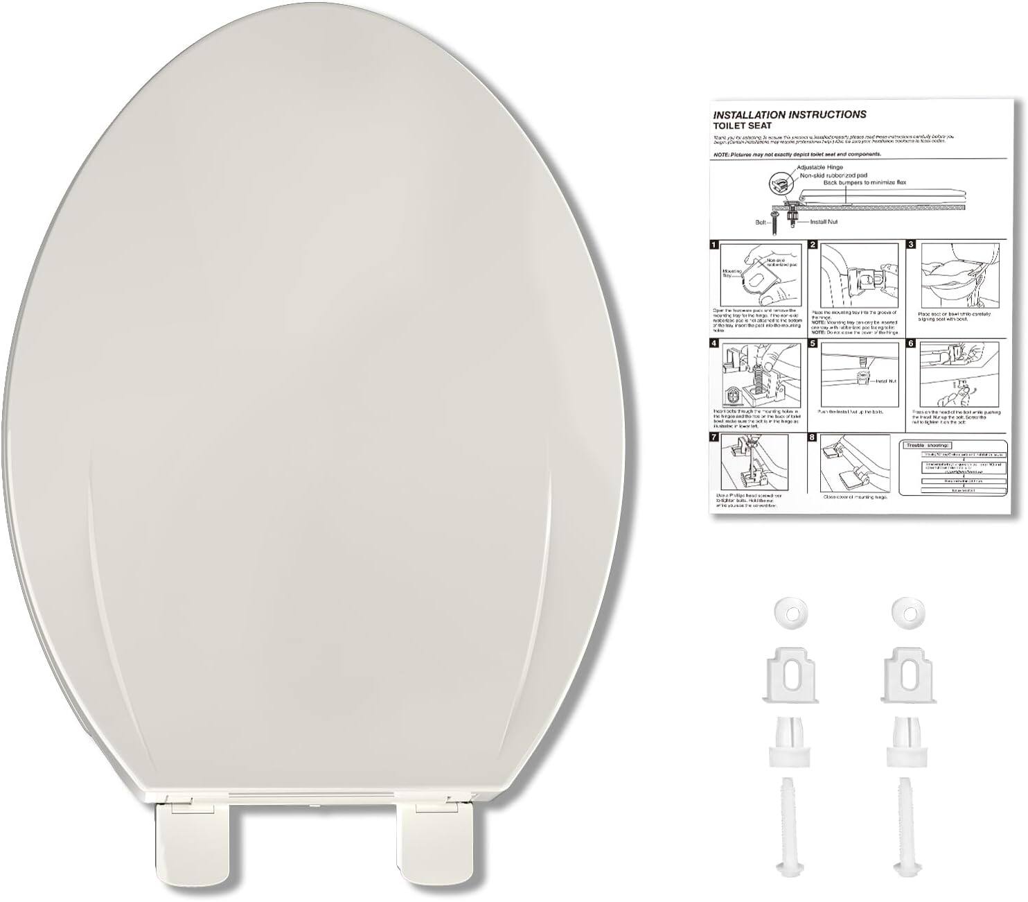 Jojoka 19inch Biscuit Elongated Toilet Seat Quiet Slow Close Design ...