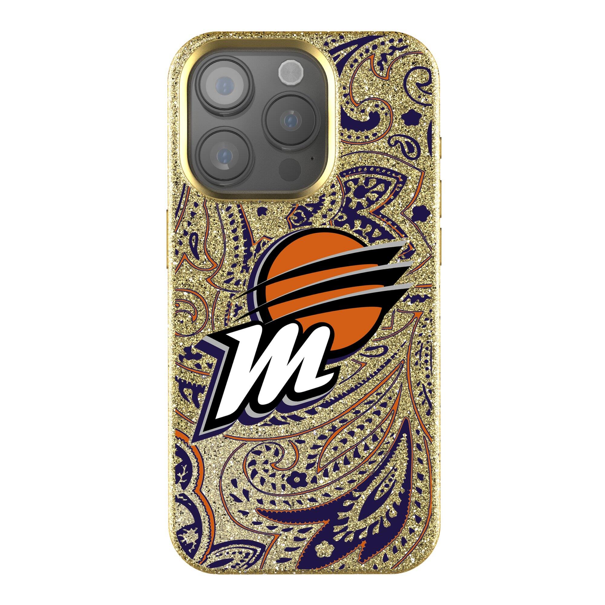 Keyscaper WNBA Phoenix Mercury Paisley Bling iPhone Case 15 Pro Gold ...