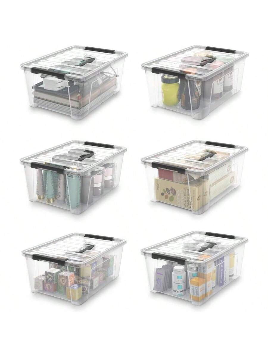 Live At Space Storage Bins, 6 Pack Organizer Box with Handle and Lids ...