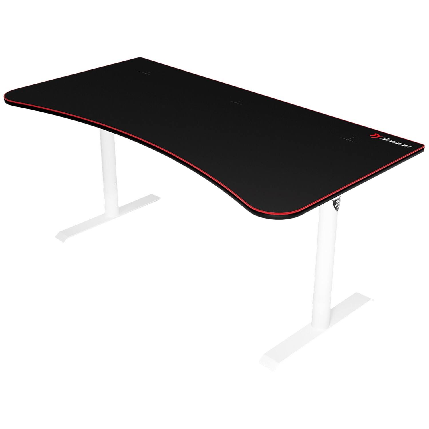 Arozzi Arena Ultrawide Curved Gaming Desk White with Black/Red Accents ...