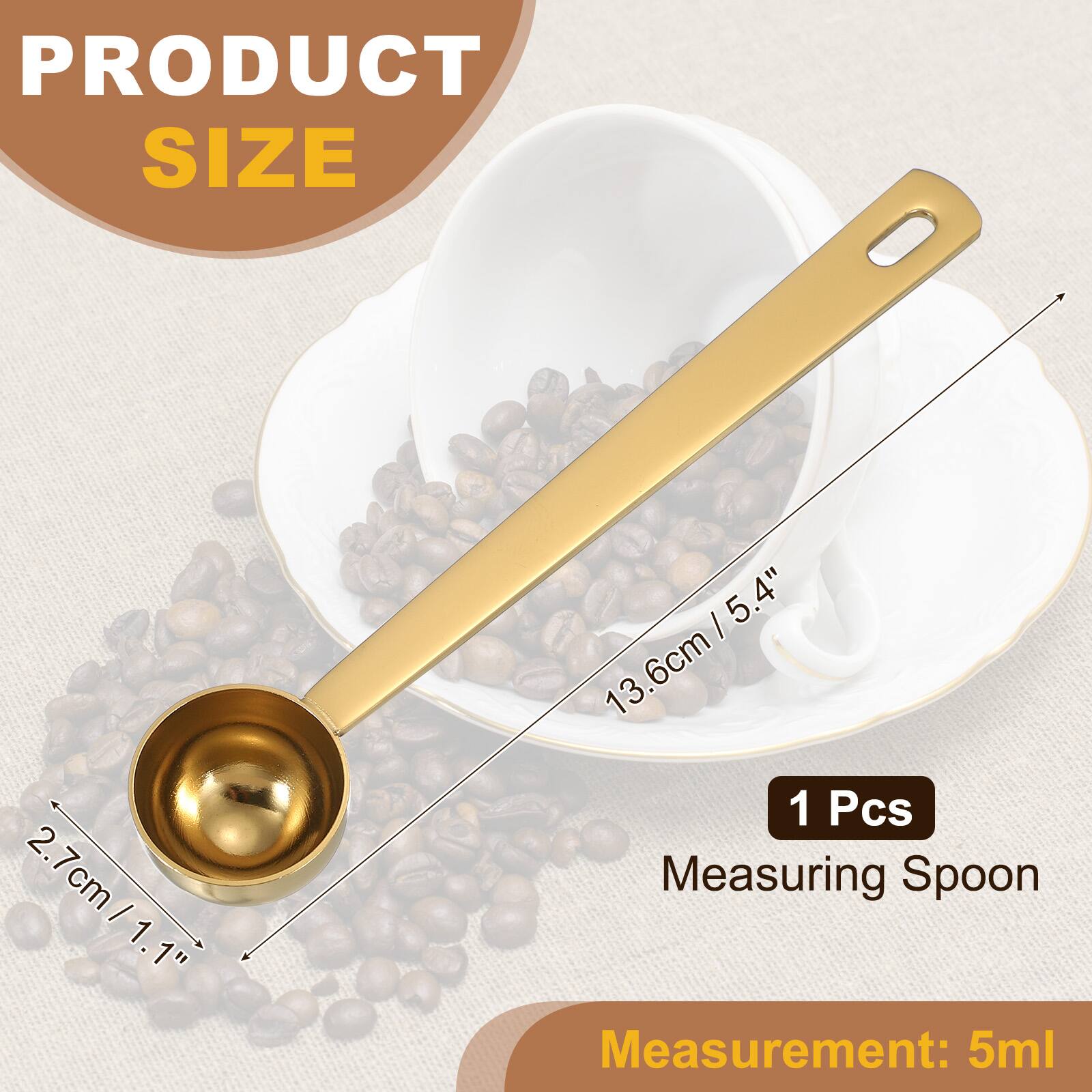 Unique Bargains Measuring Spoon, 5ml Long Handle Table Scoop Teaspoon ...