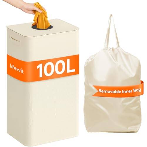 DORLUKFU 100L Large Laundry Hamper with Lid, Collapsible Laundry Basket ...