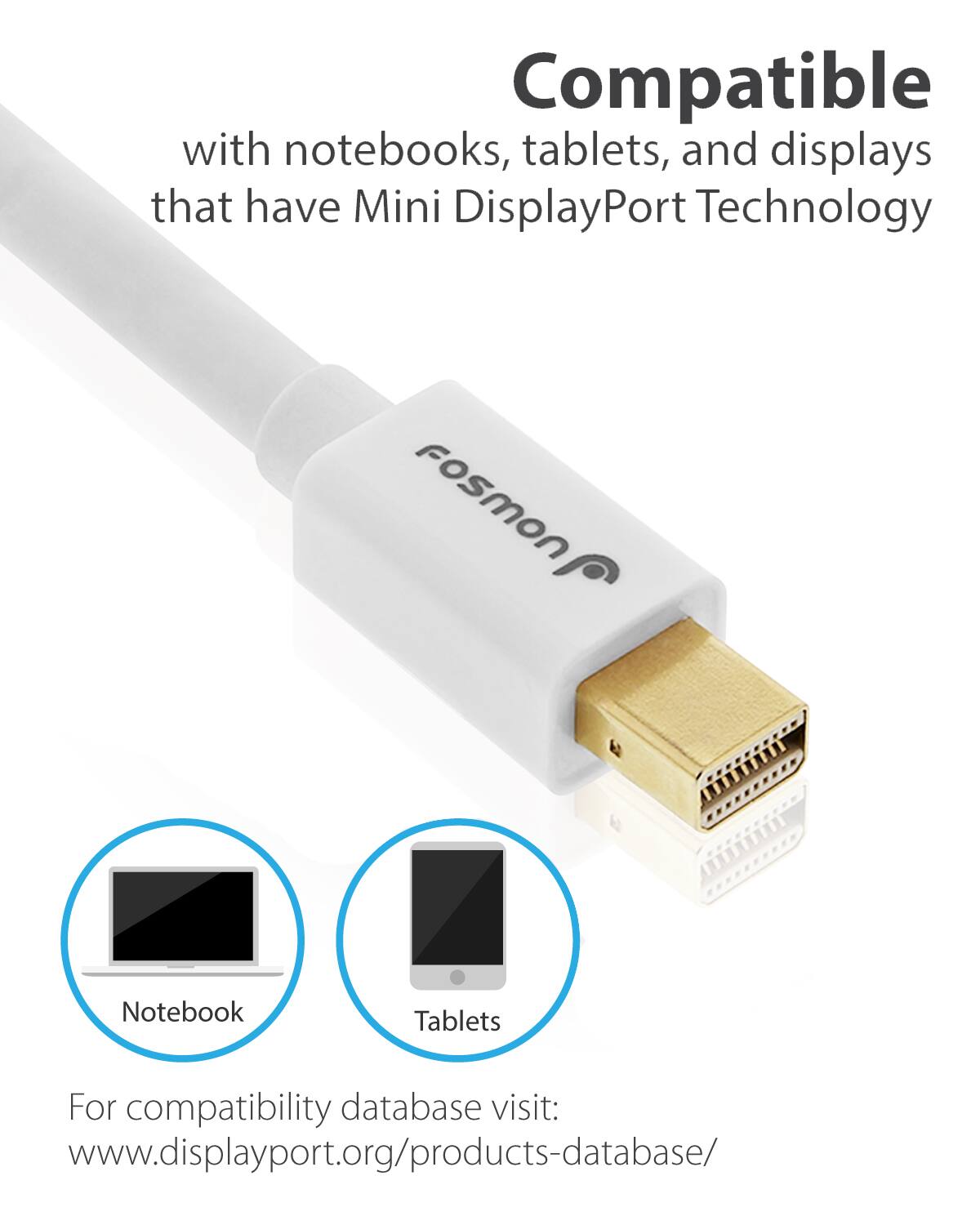Fosmon 15Ft Mini DisplayPort (Mini DP/Thunderbolt/Thunderbolt 2 Port ...
