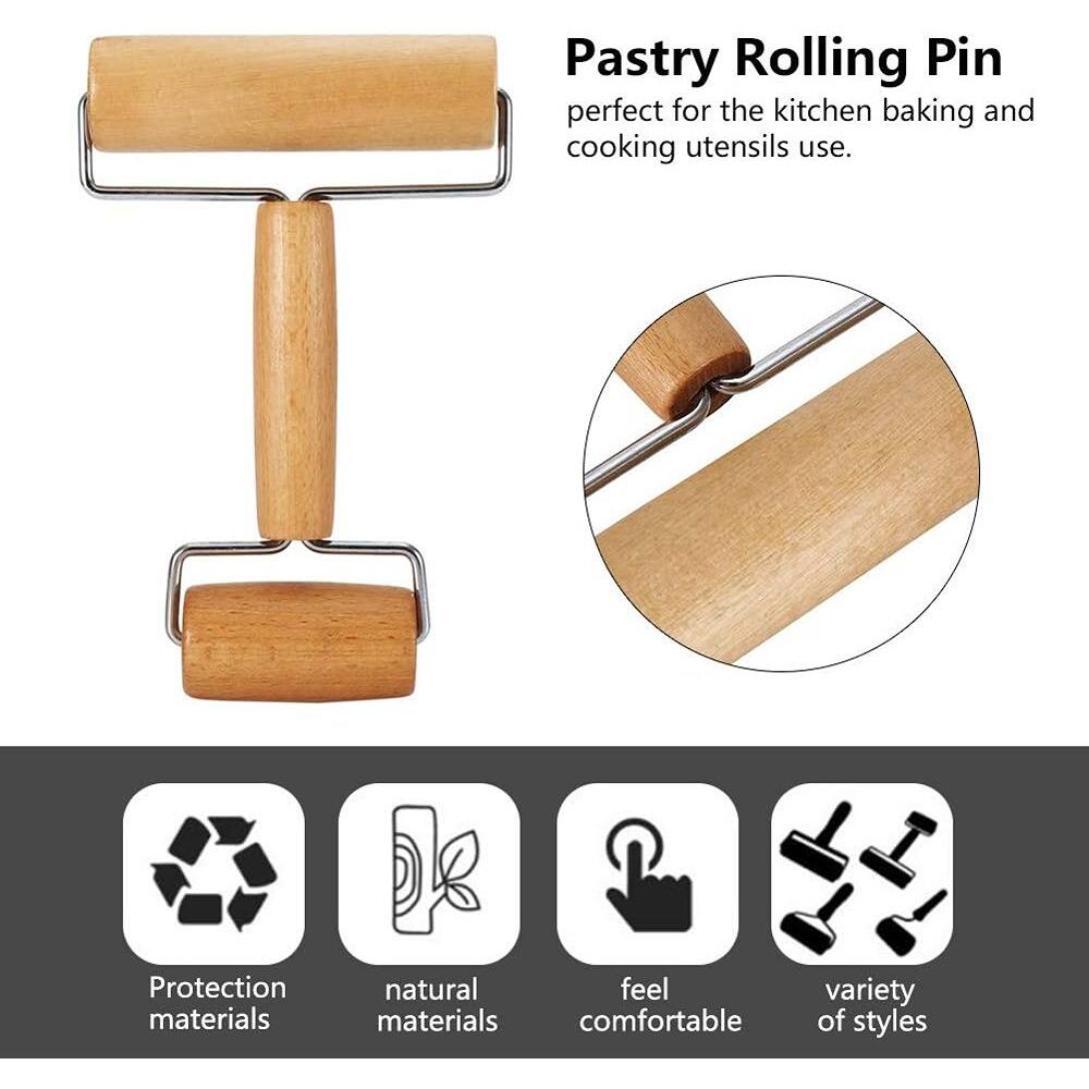 PARKER SLATER Small Wooden Rolling Pin Set – Non Stick Dough Roller for ...