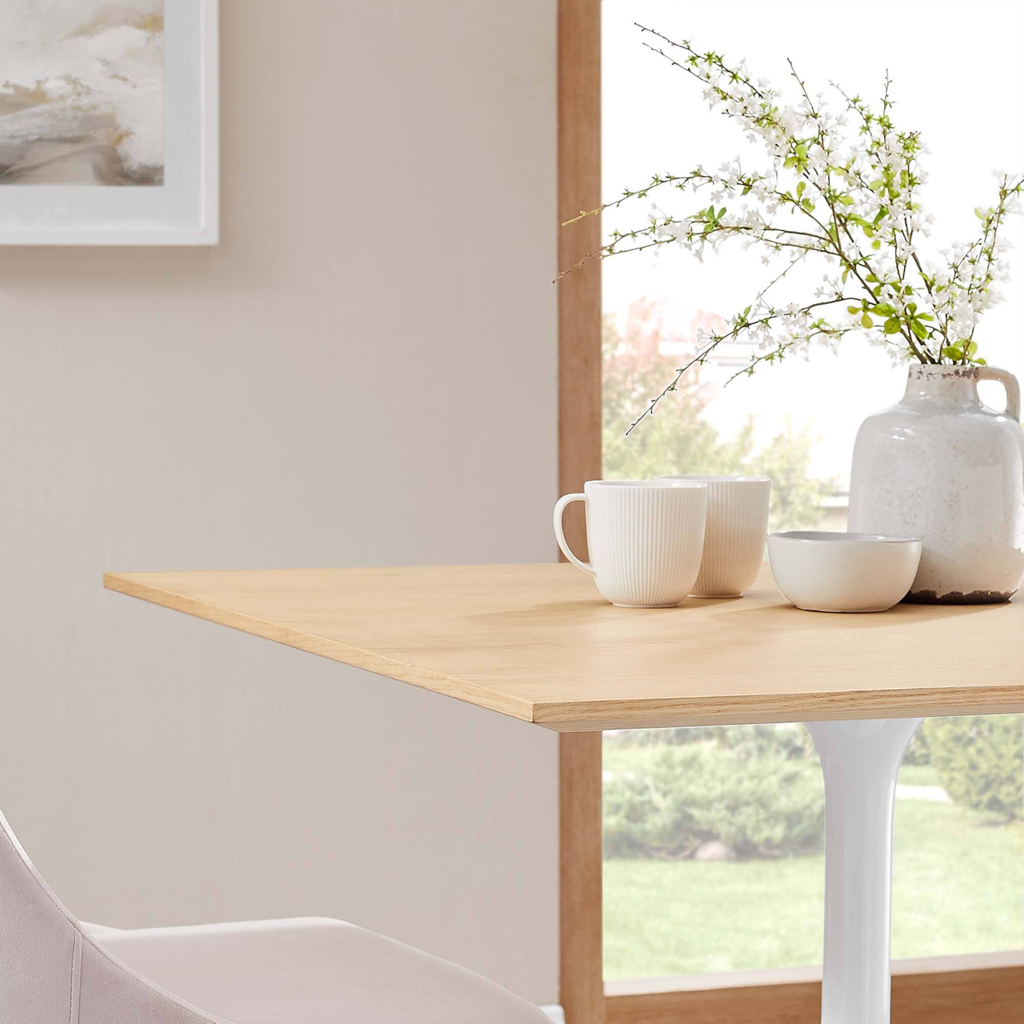 Modway Lippa Square Wood Dining Table White Natural EEI-5166-WHI-NAT ...