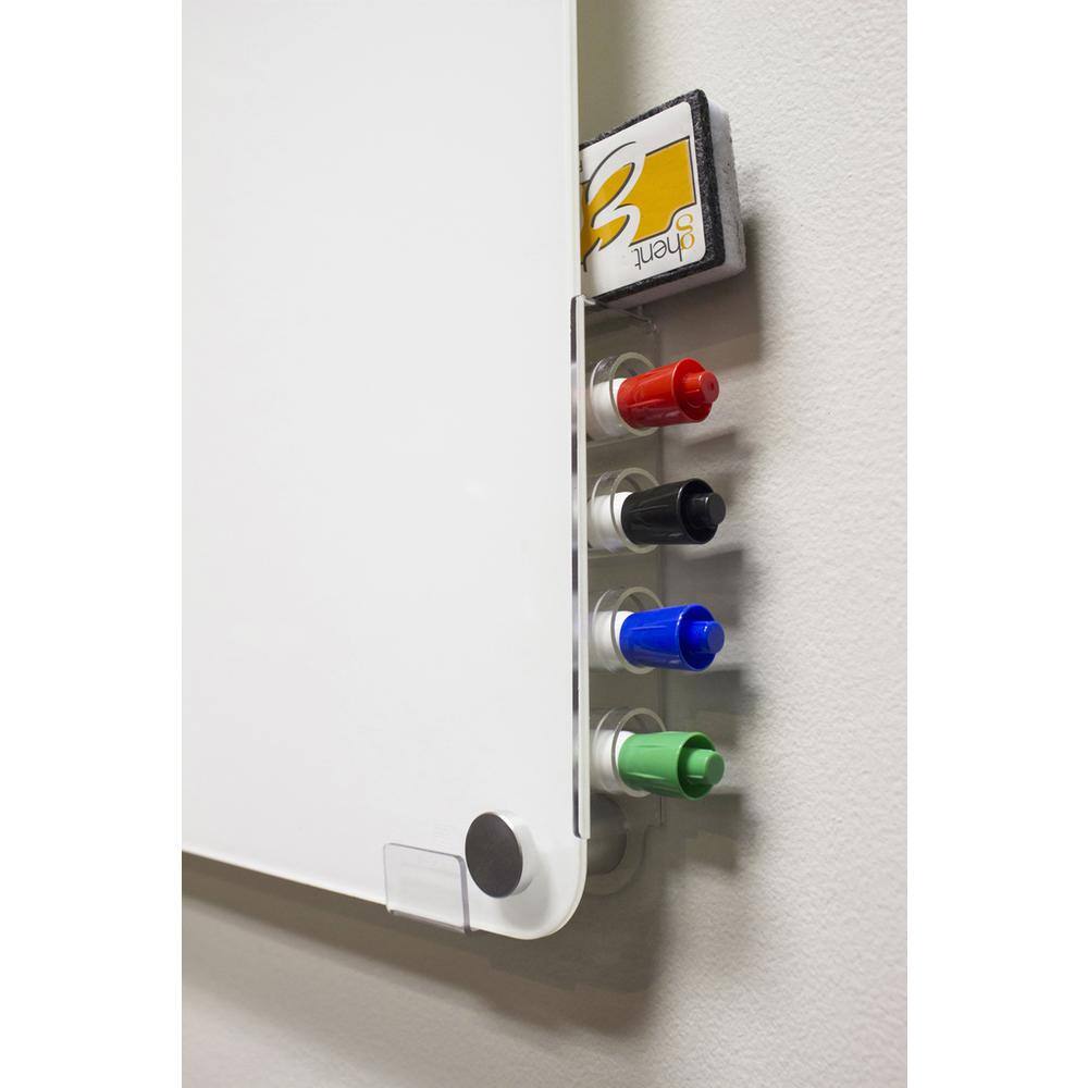 Ghent 2'x3' Harmony Glass Board, Colors Radius Corners White 4 Markers ...