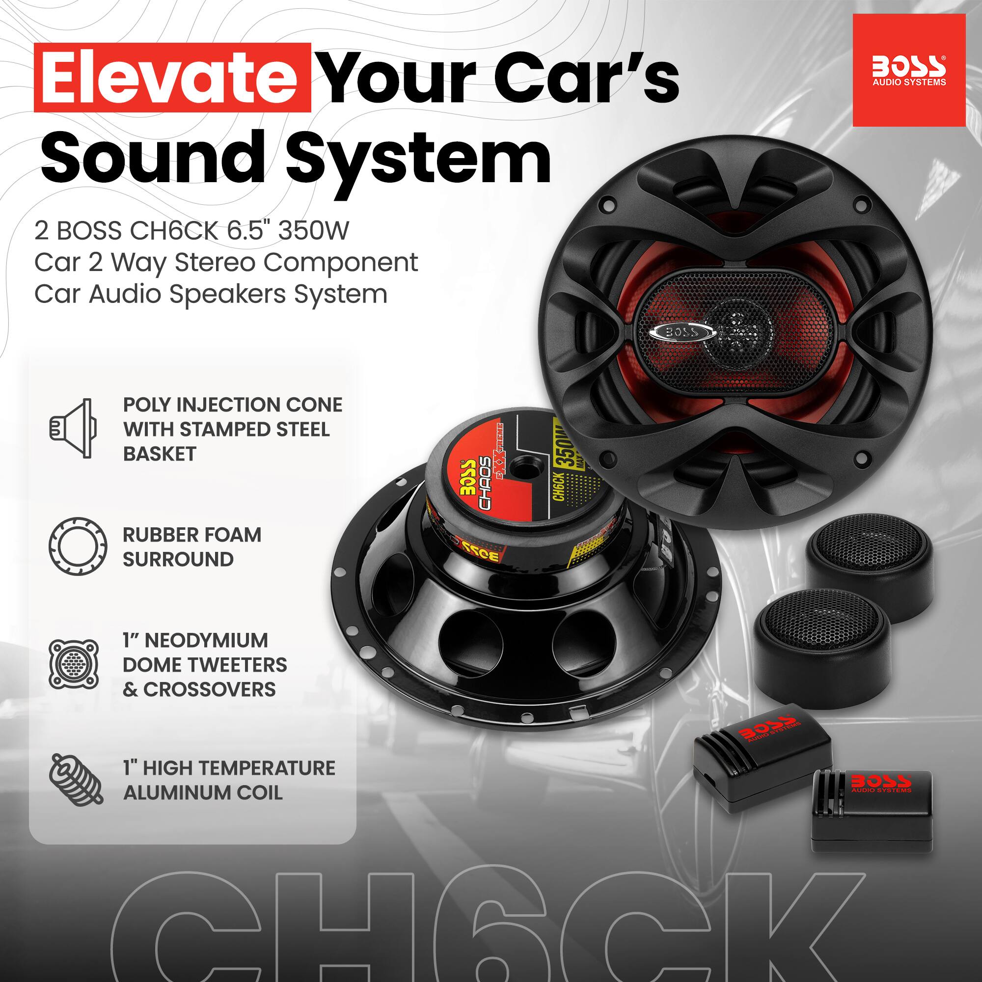 BOSS Audio 2) BOSS CH6CK 6.5" 350W Car 2 Way Component Car Audio ...