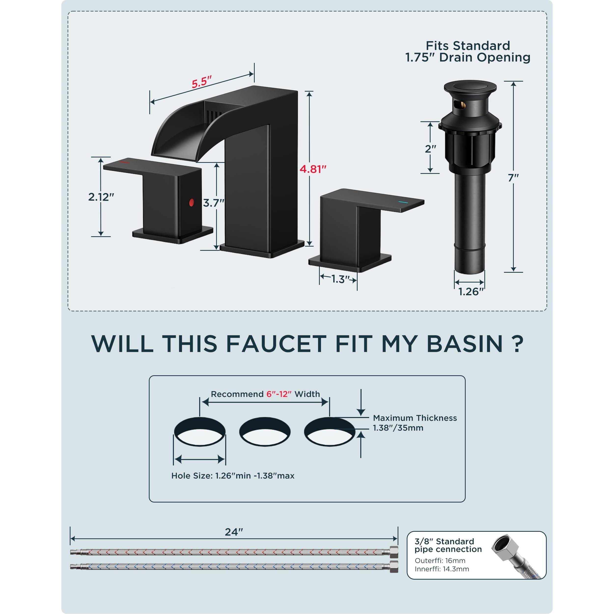 Paradigms Interiors Square Bathroom Faucets 3 Hole Widespread Waterfall ...