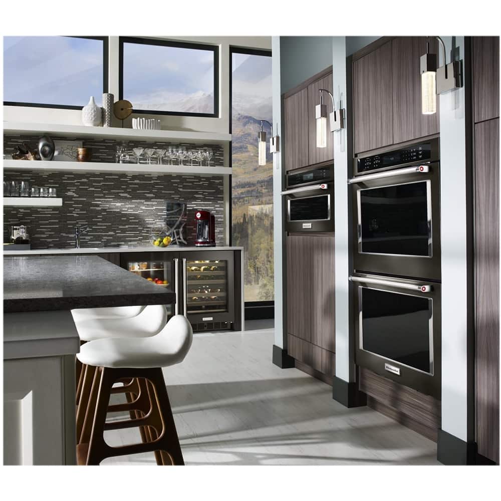 Best Buy: KitchenAid 46-Bottle Wine Cooler Black stainless steel KUWR304EBS